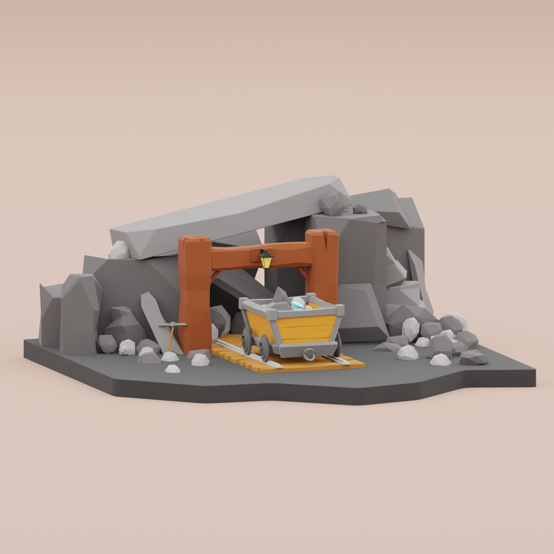 ArtStation - Minecart Scene