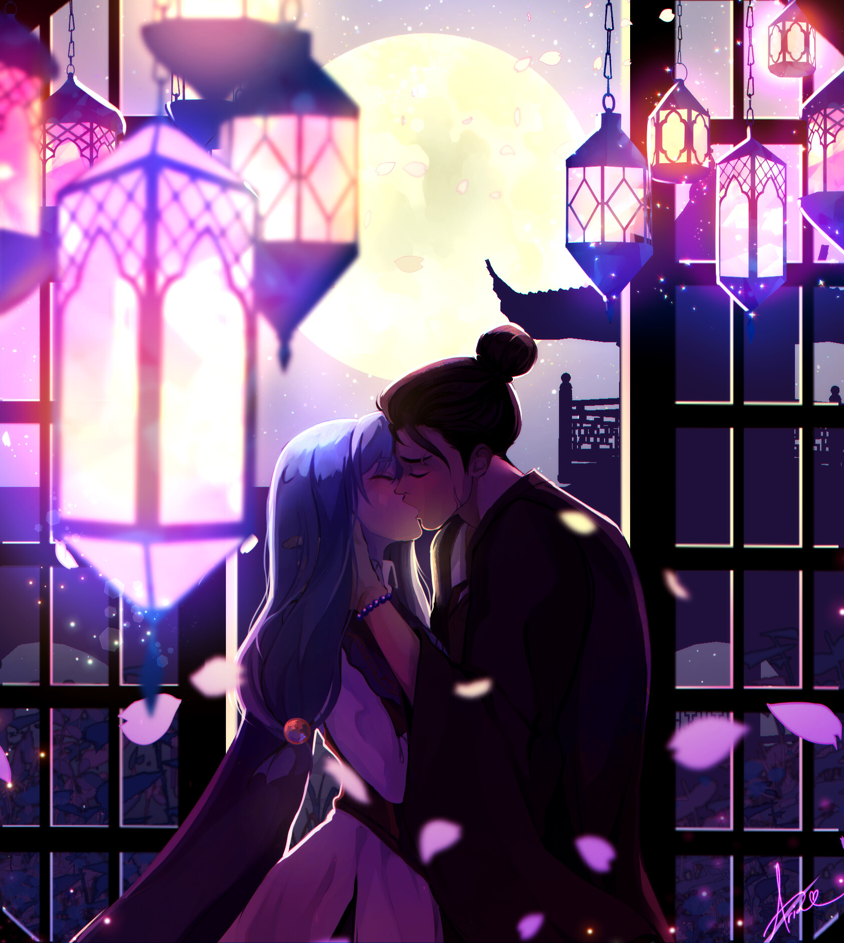 ArtStation - Commission work: Lovers in the night