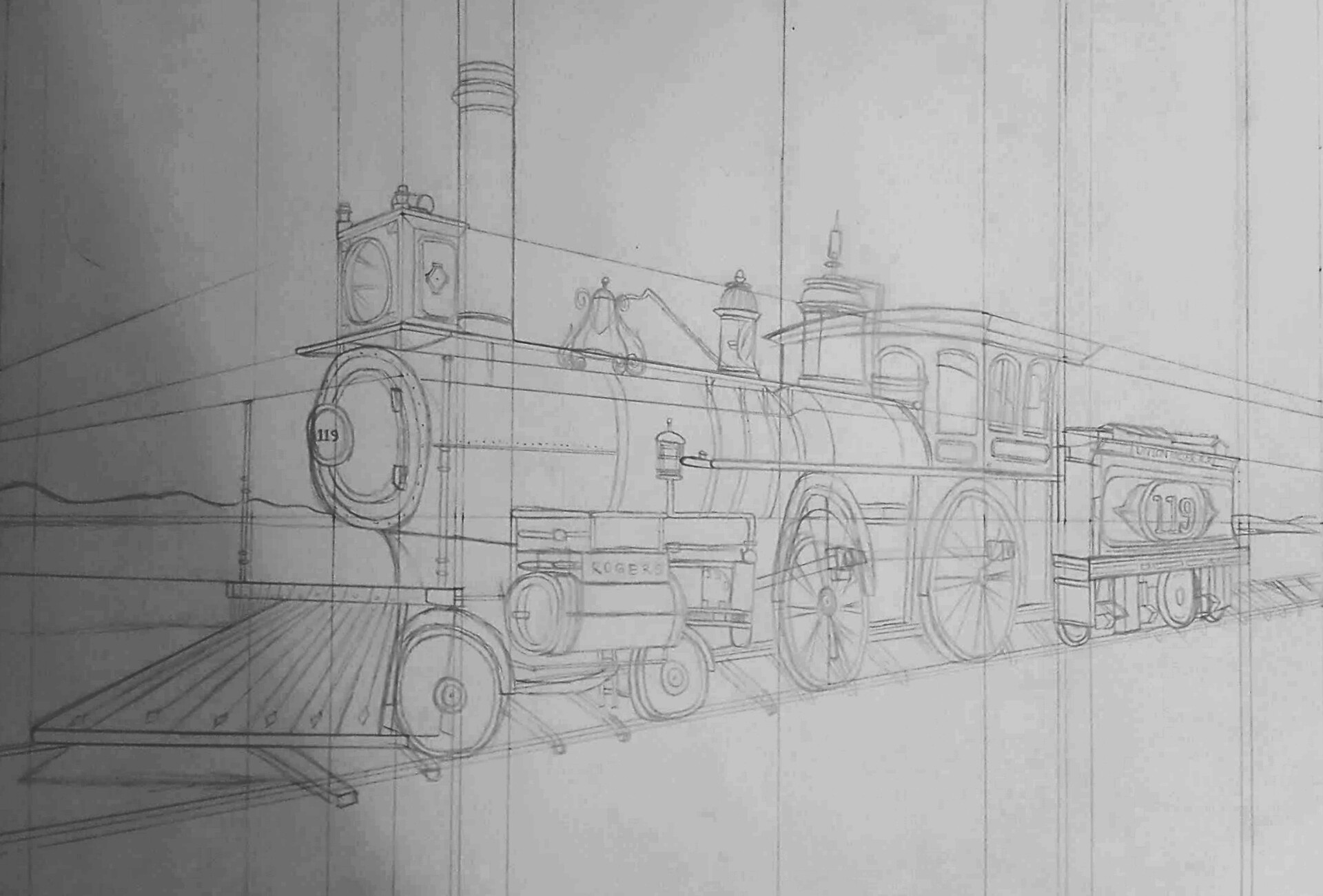 how to draw a train perspective