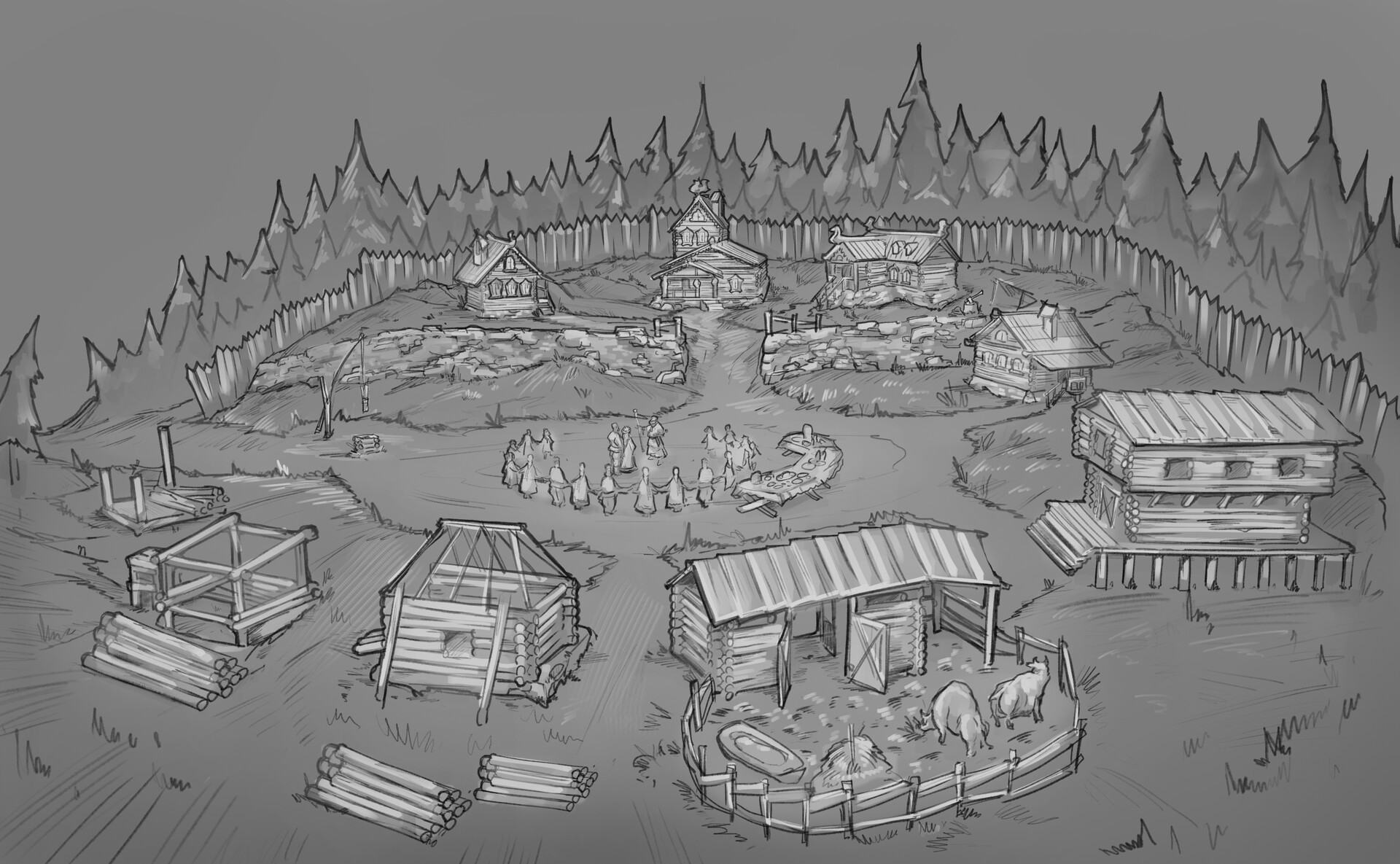 ArtStation - Concept art Village - Majestic Arrival