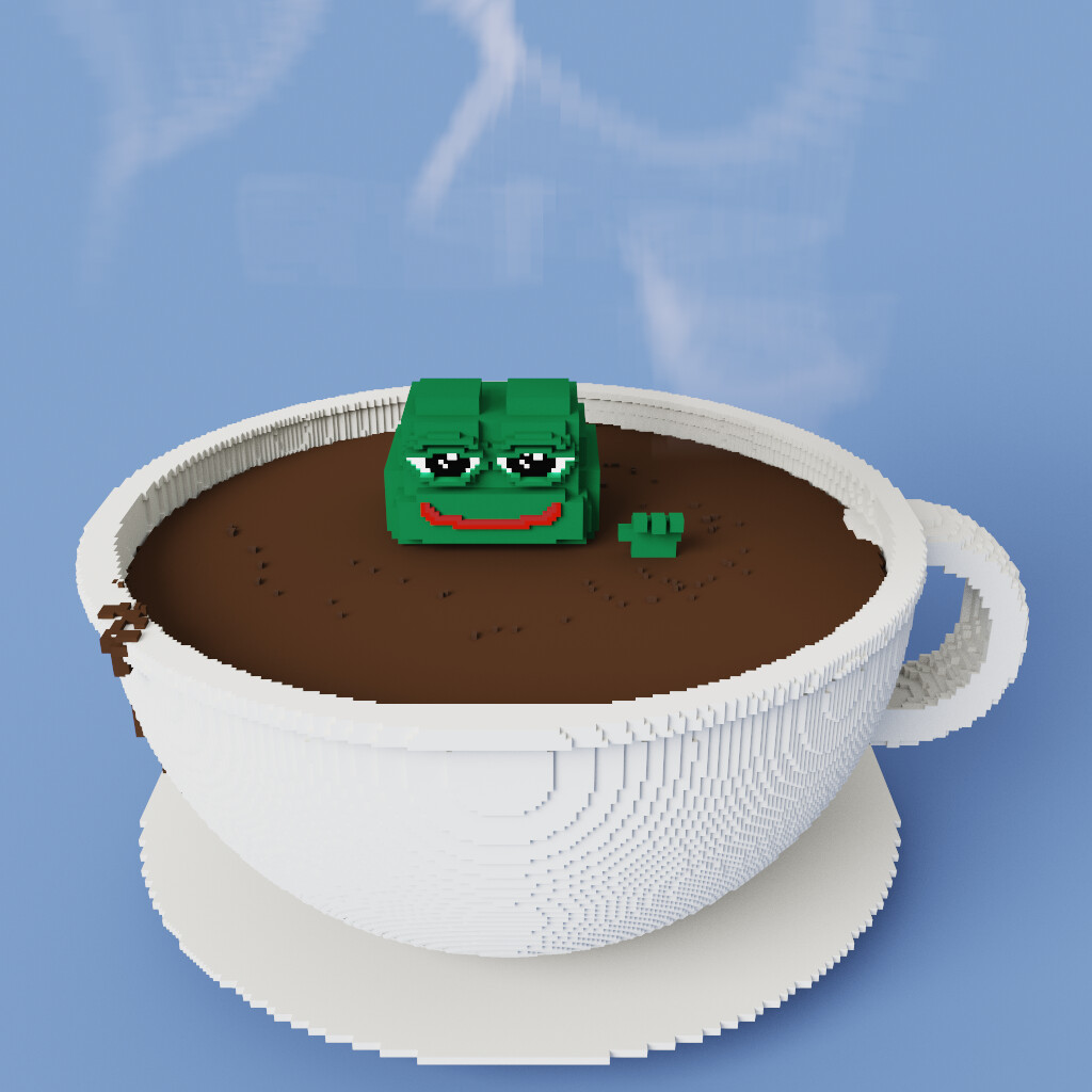 ArtStation - Voxel PEPE 003_ "I love the smell of PEPE in the morning"