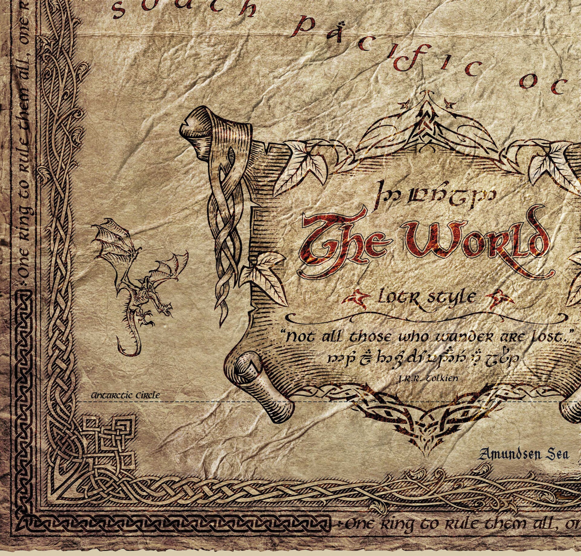 Rajko Zigic - World Map LOTR style 137x92 cm