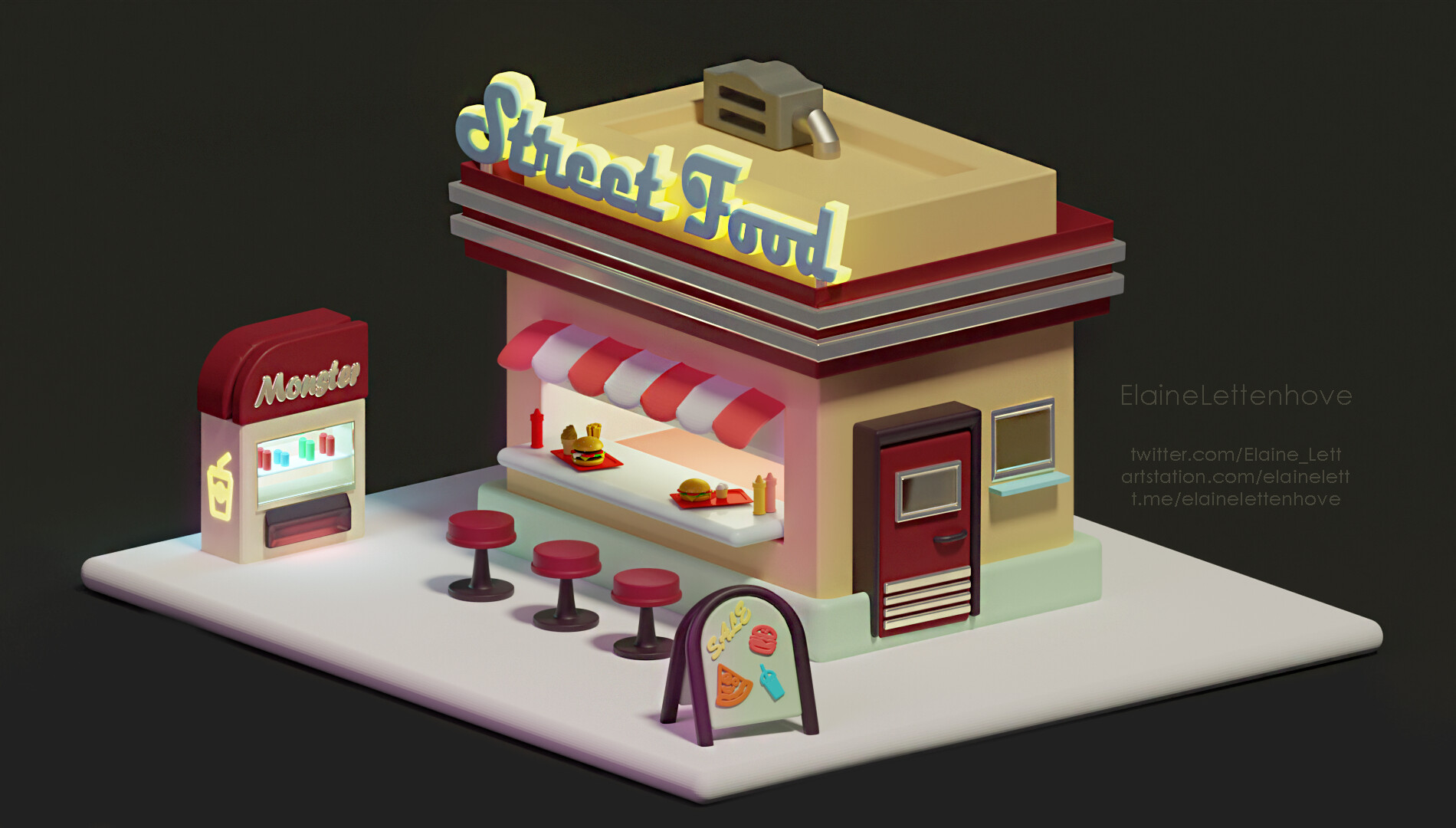 ArtStation - Model 3D "Street Food" Blender