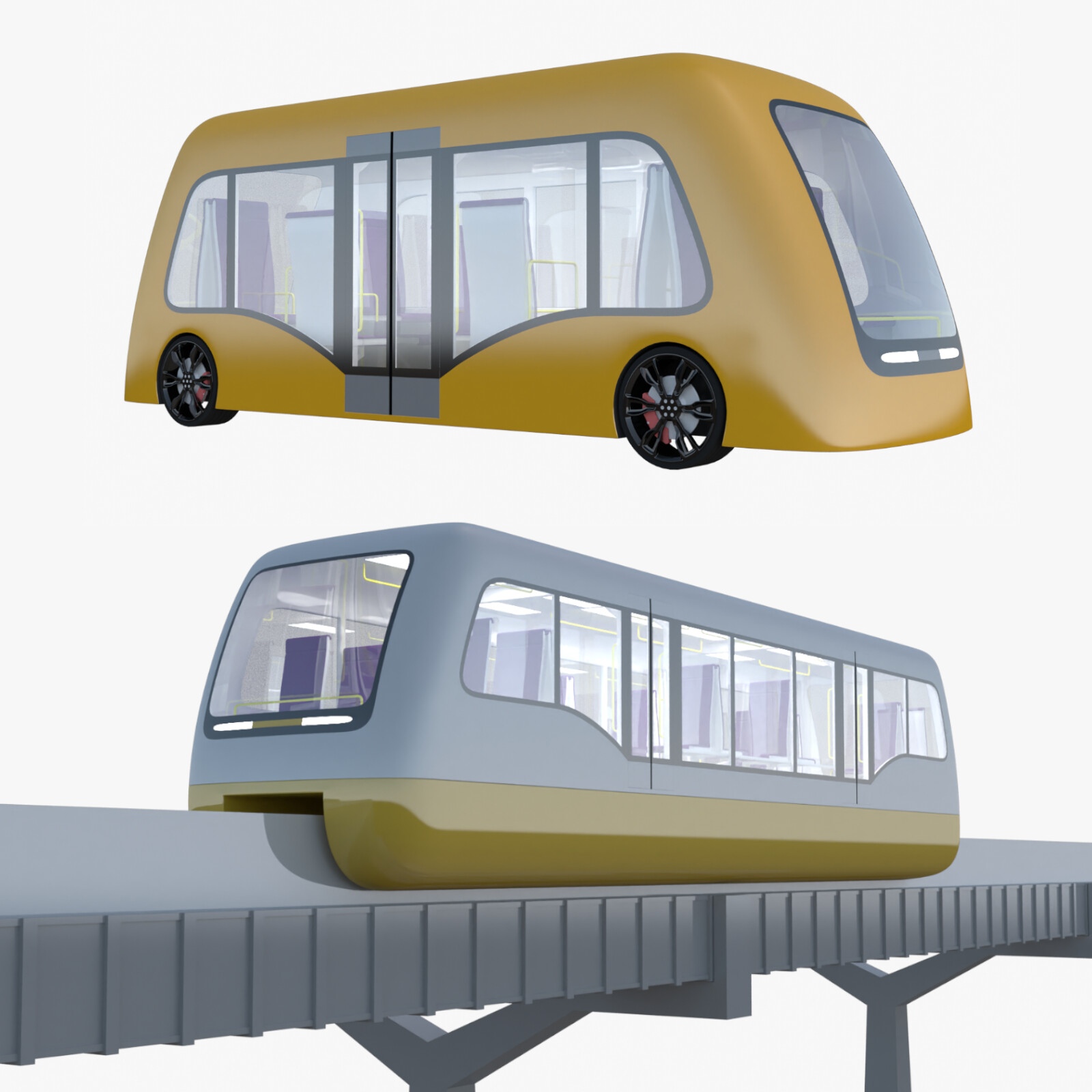 ArtStation - Minibus and monorail train concept