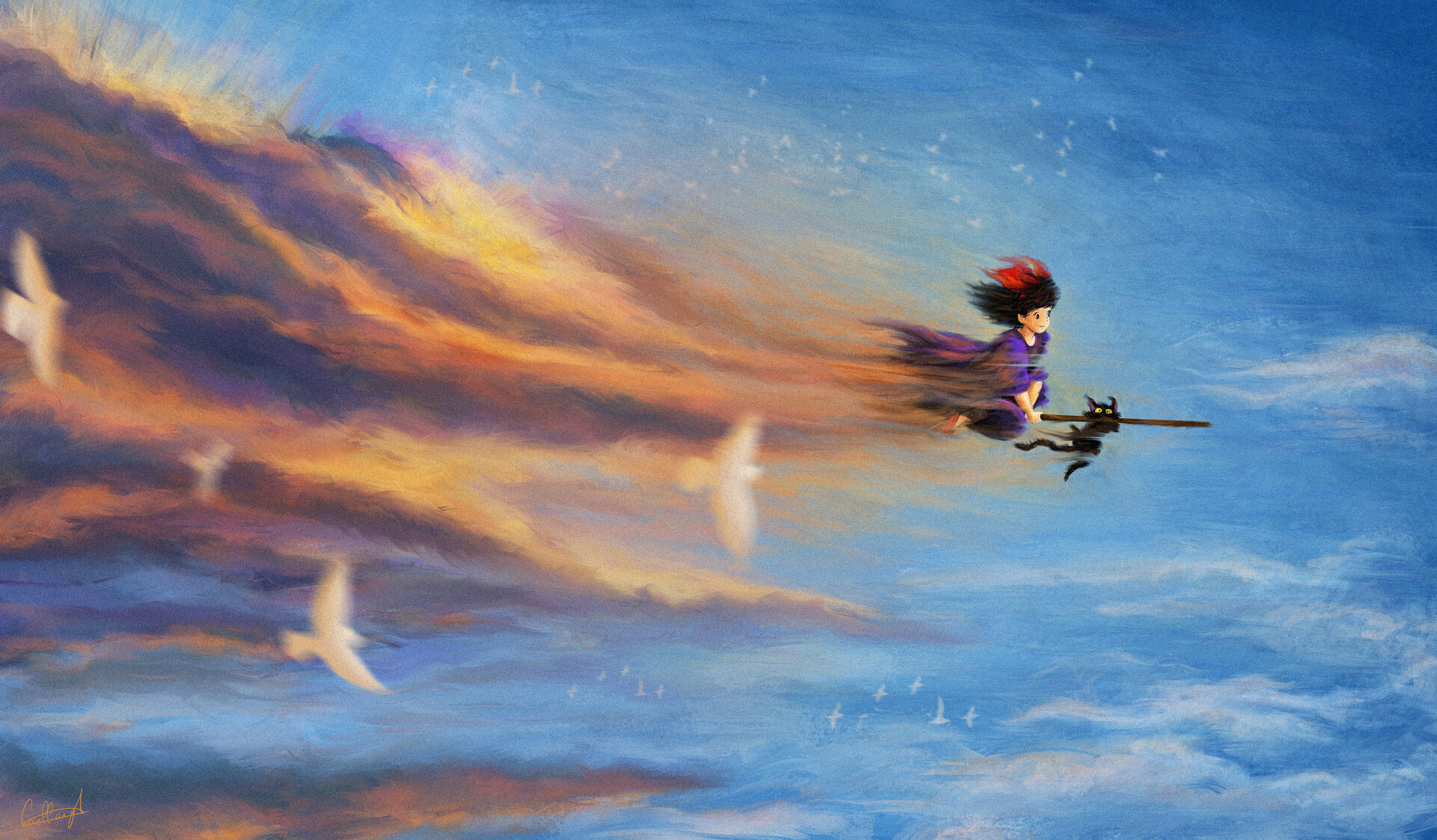 ArtStation - We can fly with our spirit (Kiki - Ghibli Studio)