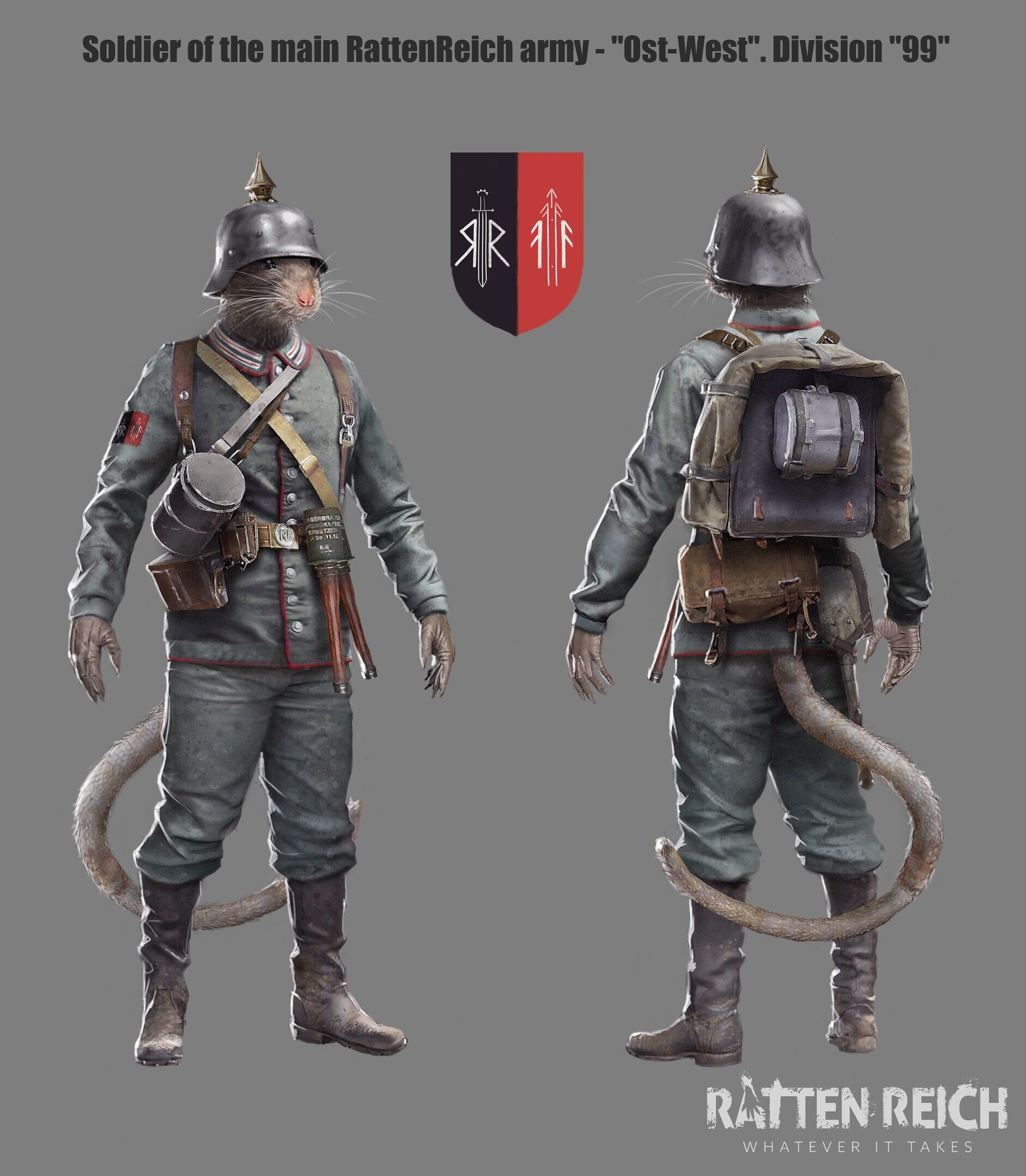 METALLADLERSTUDIO LLC - Rat army standard soldier for Game RattenReich