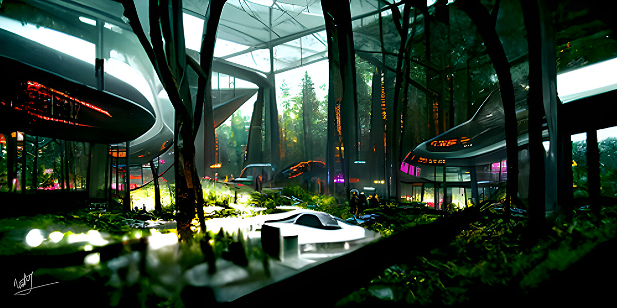 Vishal Bakhaswala - Forest Sci-fi Landscapes 001 - AI Art