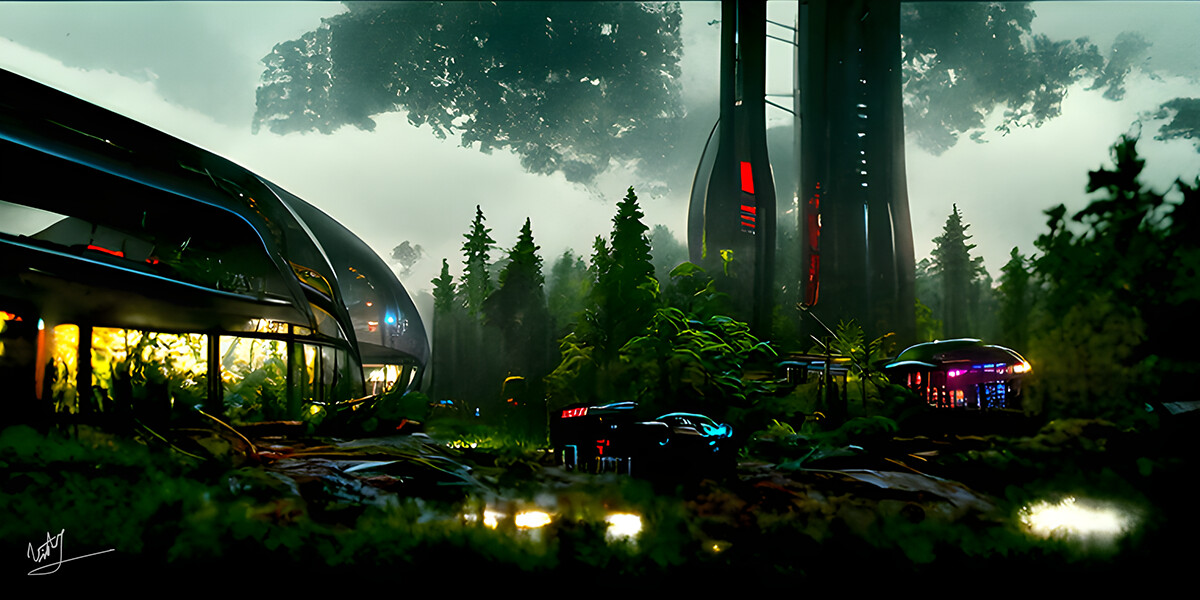 Vishal Bakhaswala - Forest Sci-fi Landscapes 001 - AI Art