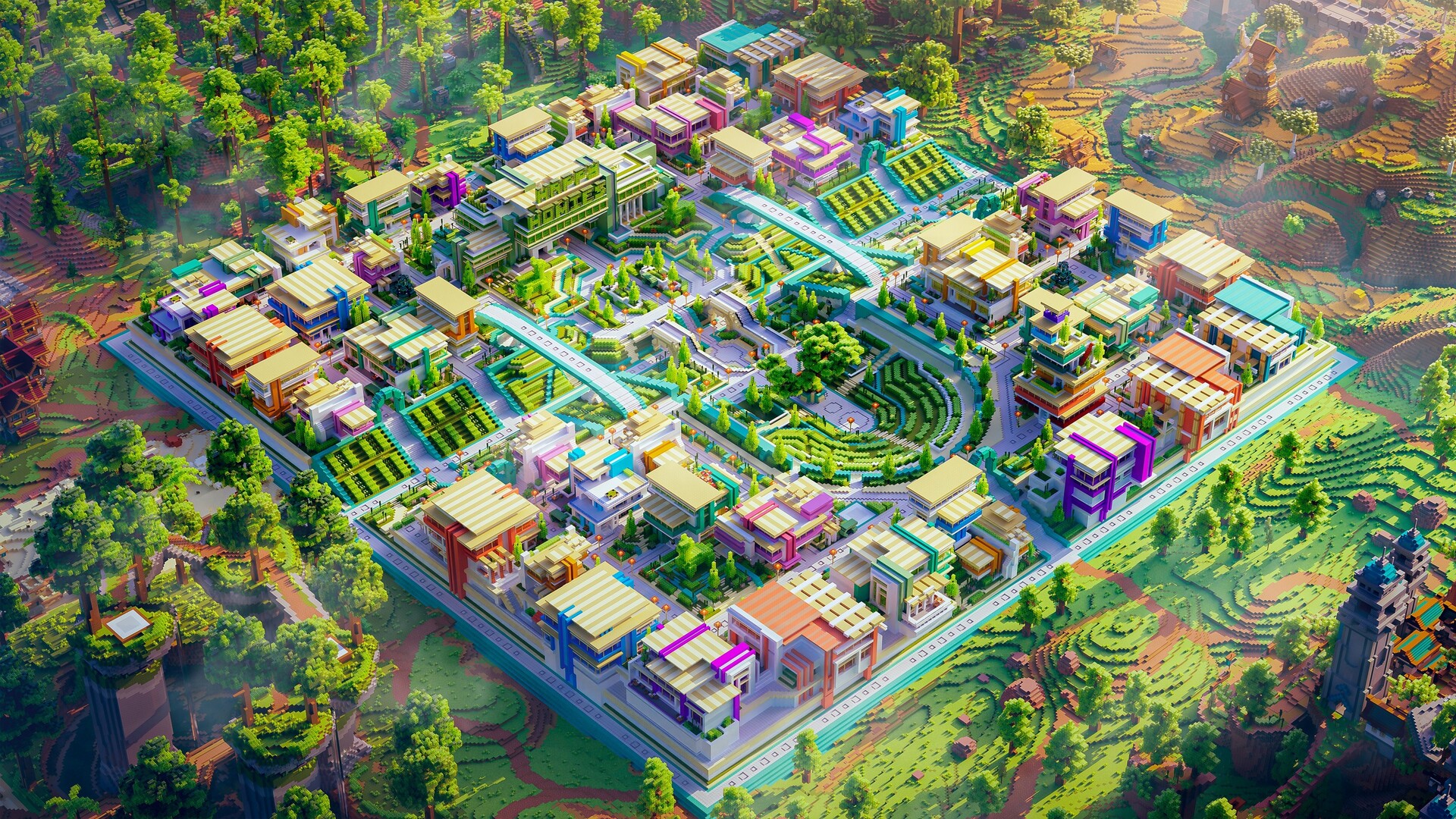ArtStation - Central City for NFT-project Happy Homies in Minecraft