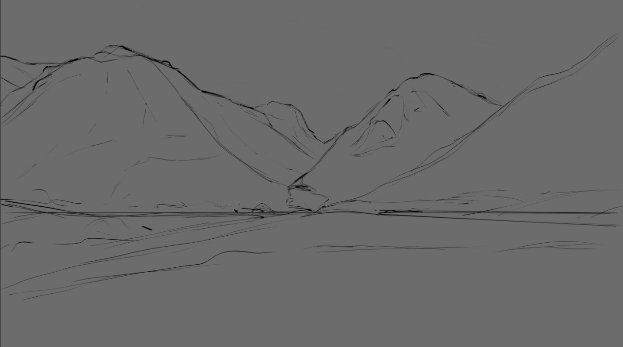 how to draw mountains in the distance