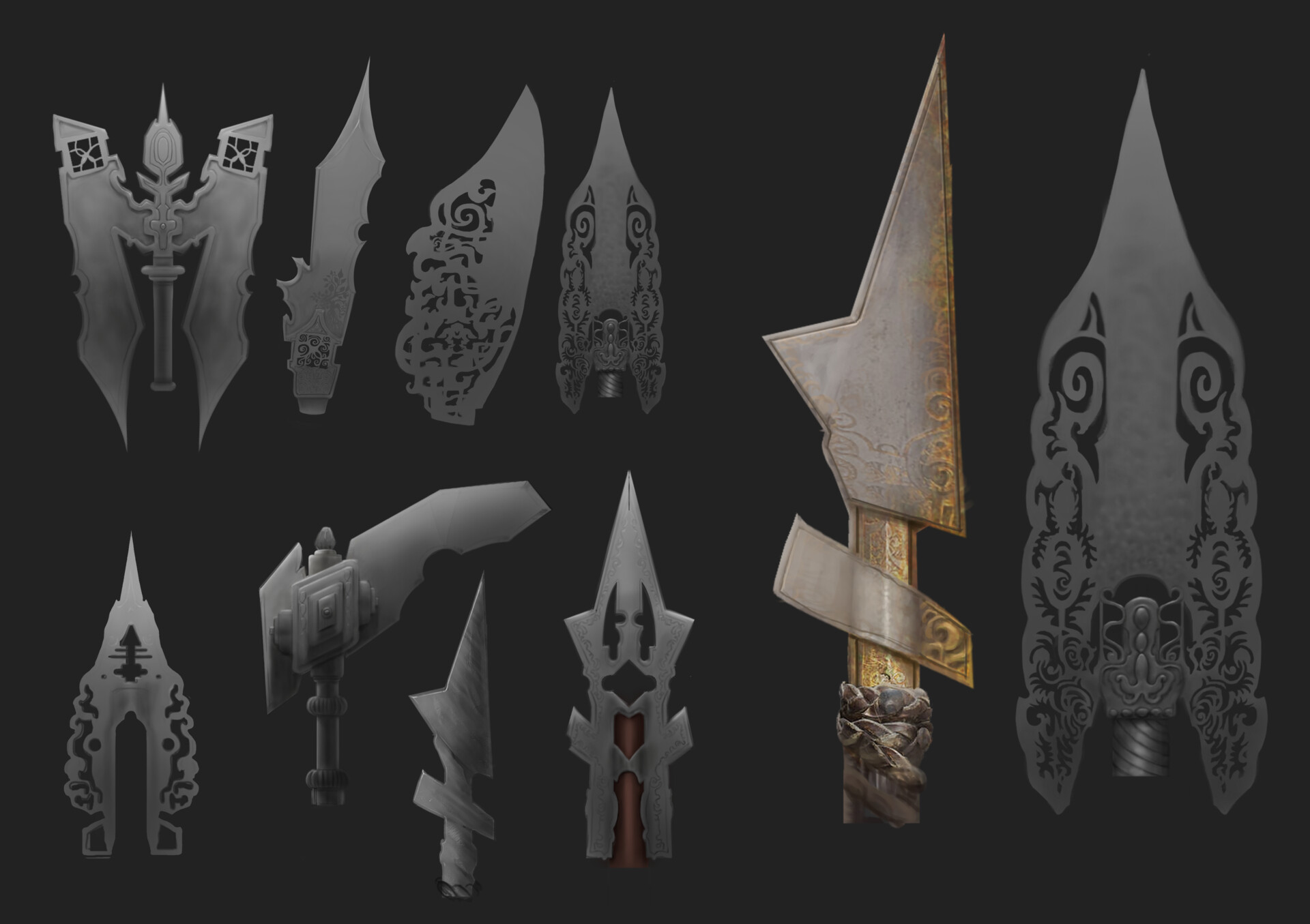 ArtStation - Weapon design Spears WIP