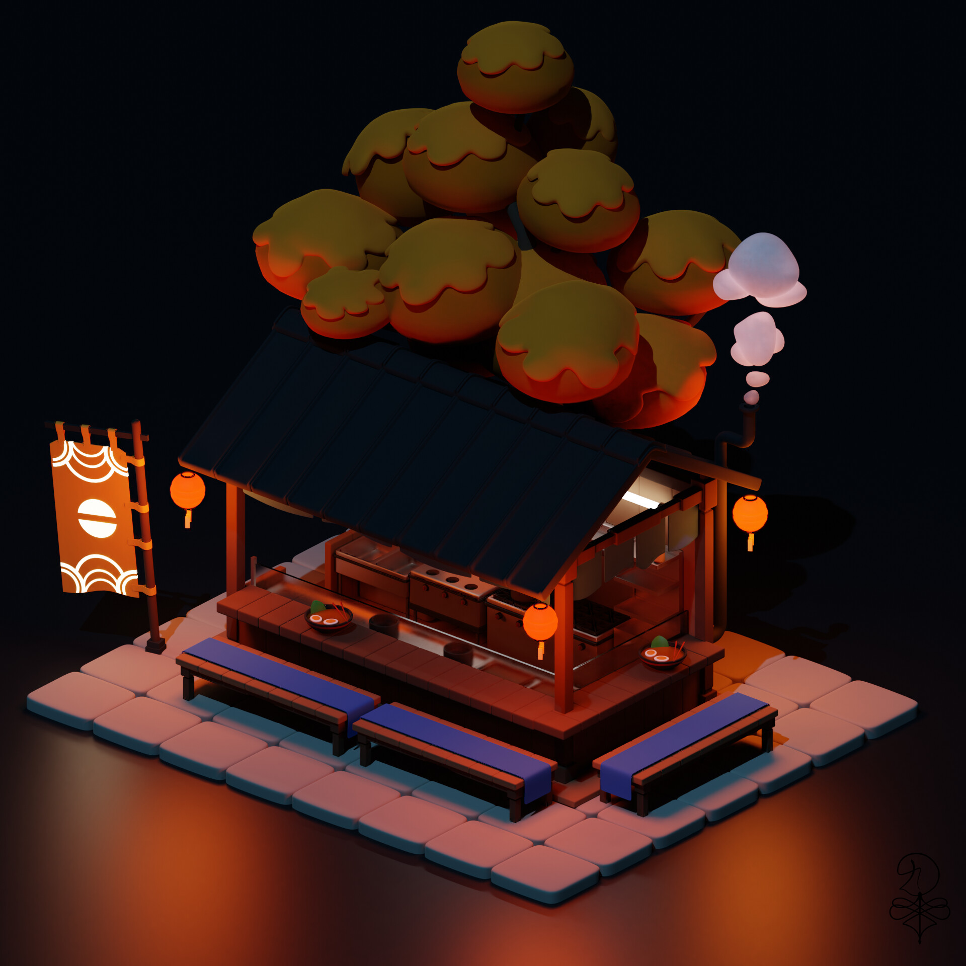 ArtStation - Noodle Stand at Night