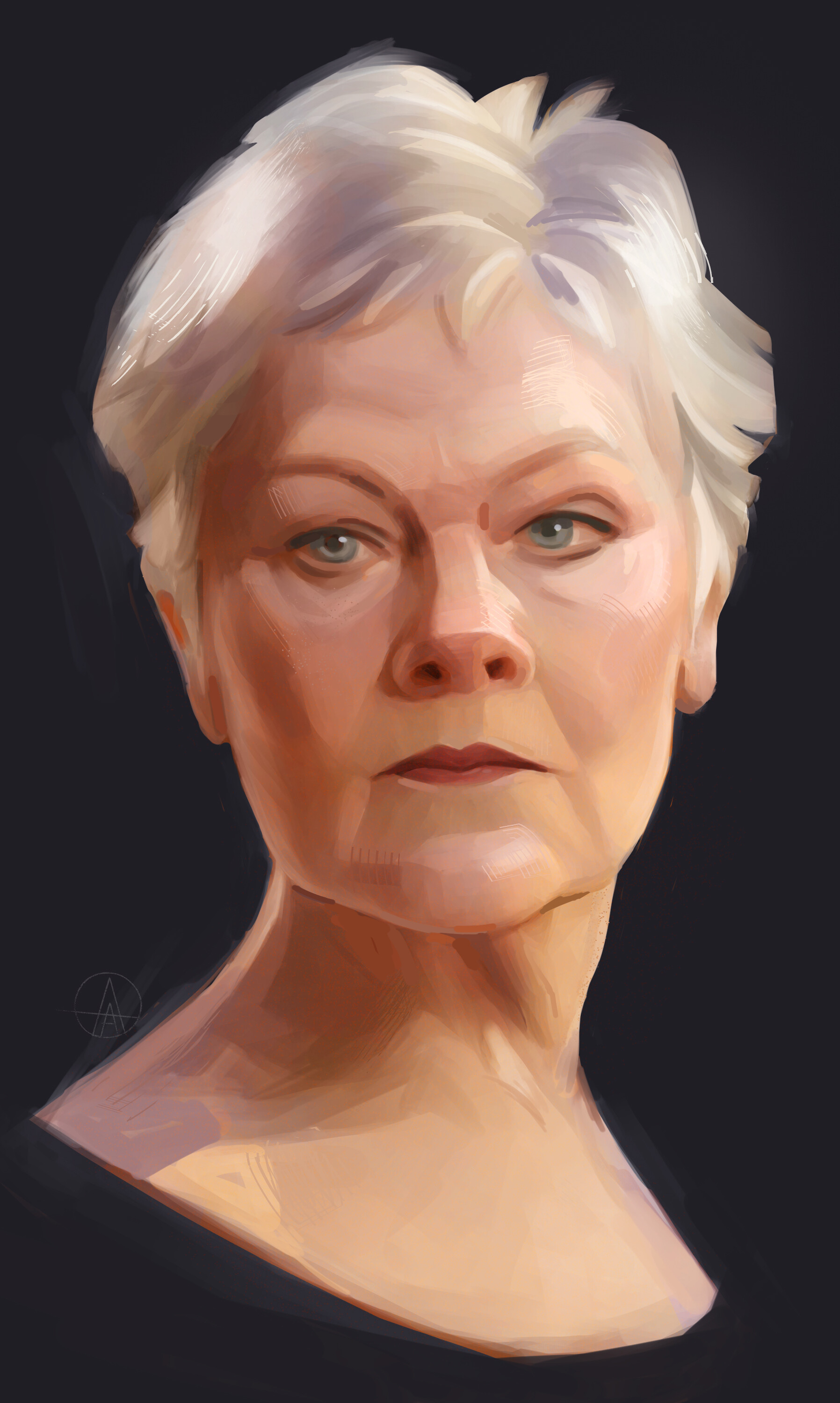ArtStation - Portrait practice of the wonderful Judi Dench.