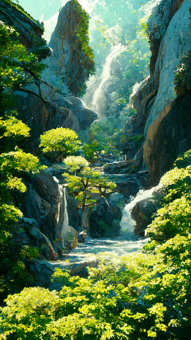 ZC - MidJourney AI Experiment - Empty Mountain Spirit Stream