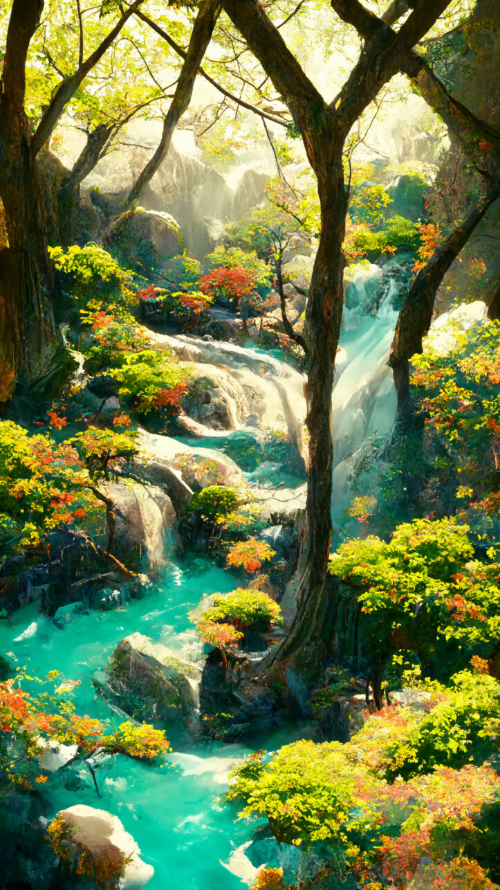 ZC - MidJourney AI Experiment - Empty Mountain Spirit Stream