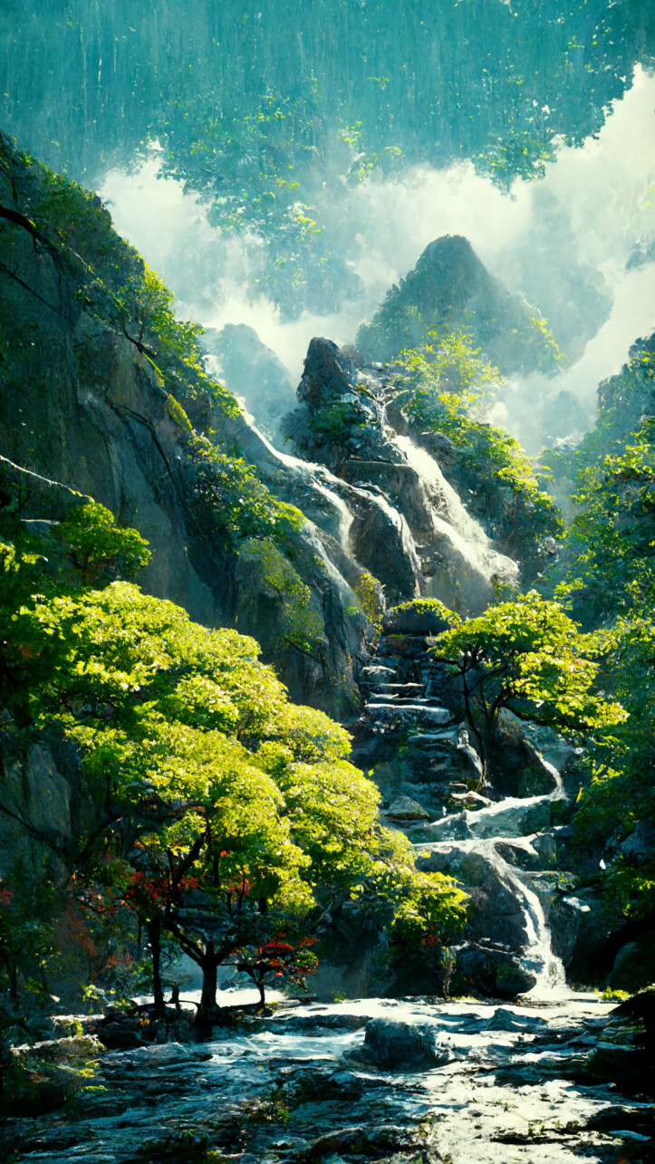 ZC - MidJourney AI Experiment - Empty Mountain Spirit Stream