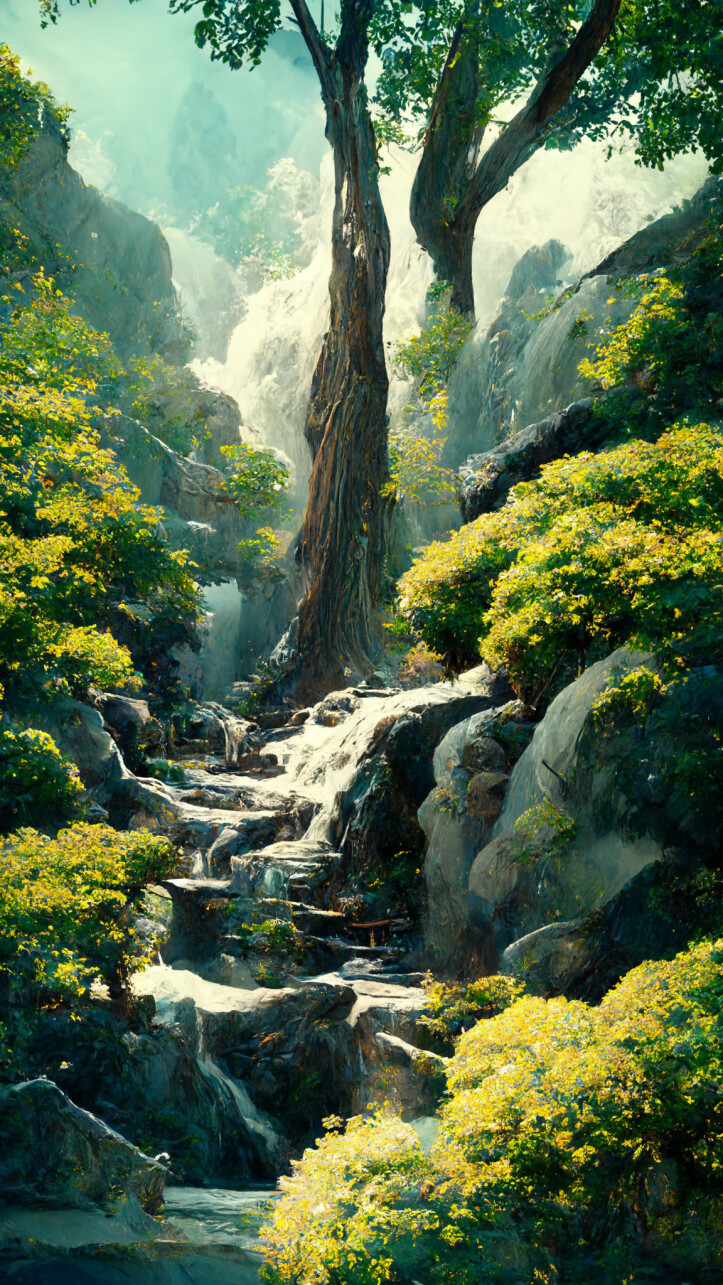 ZC - MidJourney AI Experiment - Empty Mountain Spirit Stream