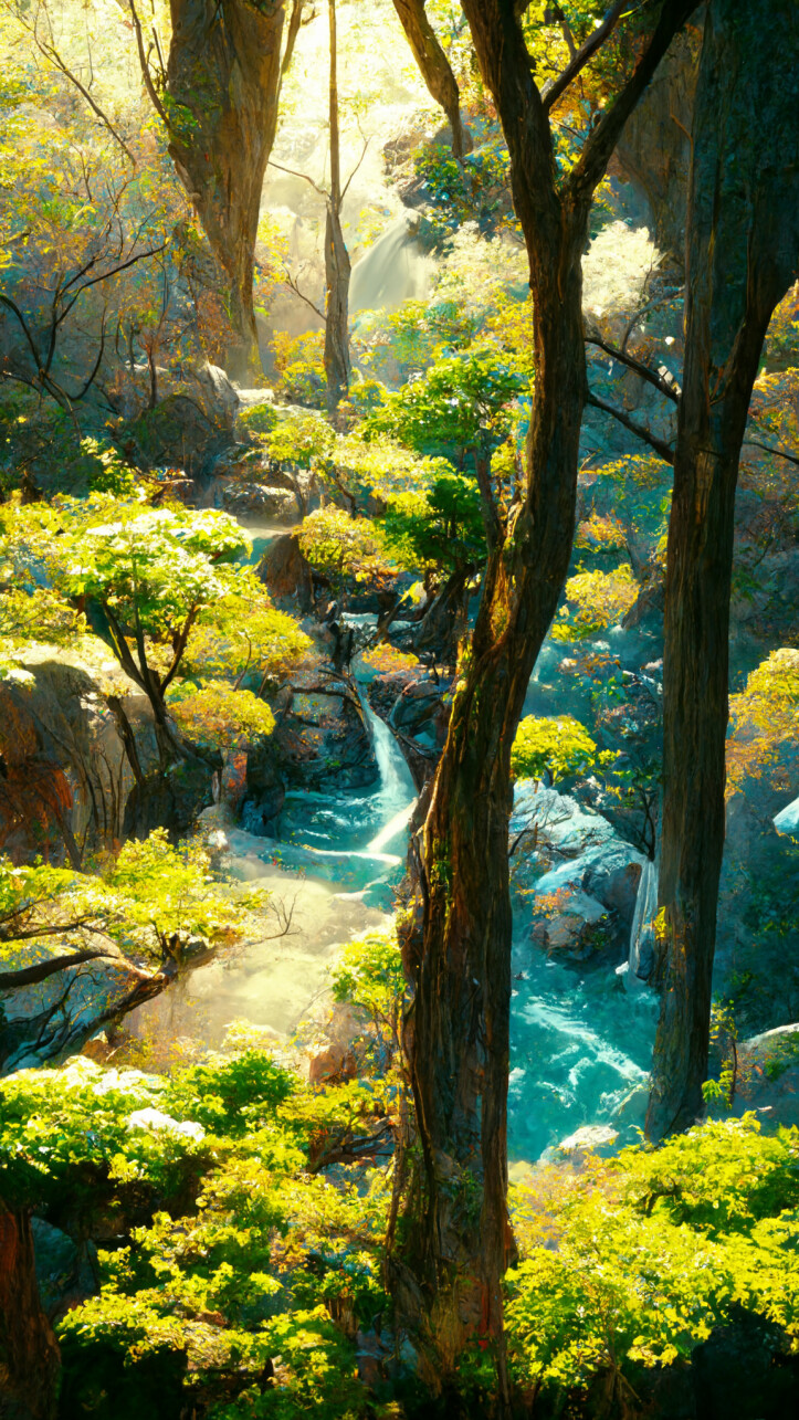 ZC - MidJourney AI Experiment - Empty Mountain Spirit Stream