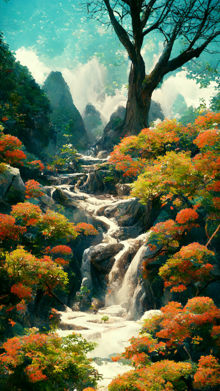 ZC - MidJourney AI Experiment - Empty Mountain Spirit Stream