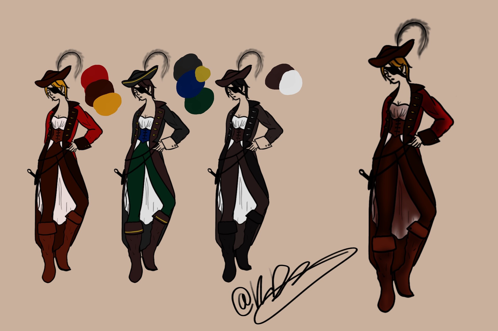 ArtStation - Athena the pirate queen - colour swatches