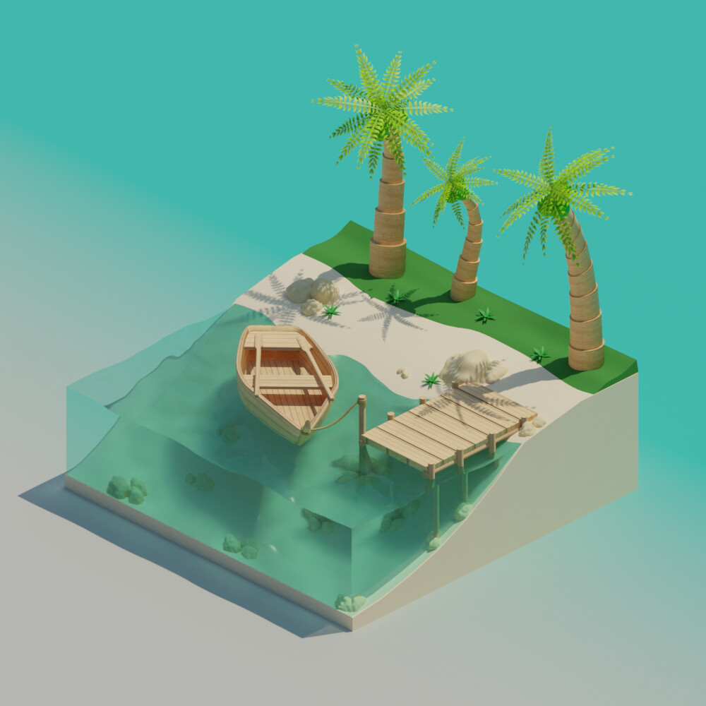 ArtStation - Simple 3D beach scene