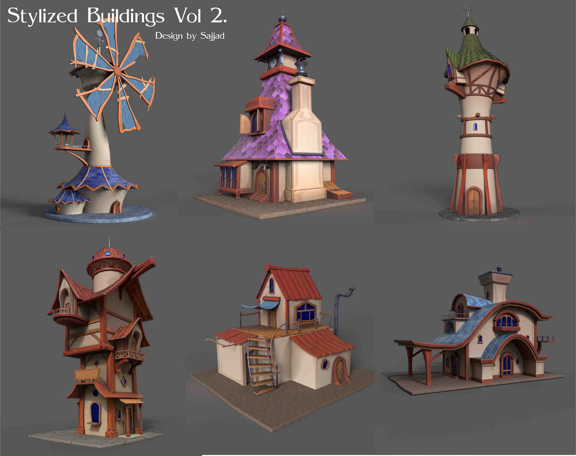 ArtStation - Stylized buildings Vol2.