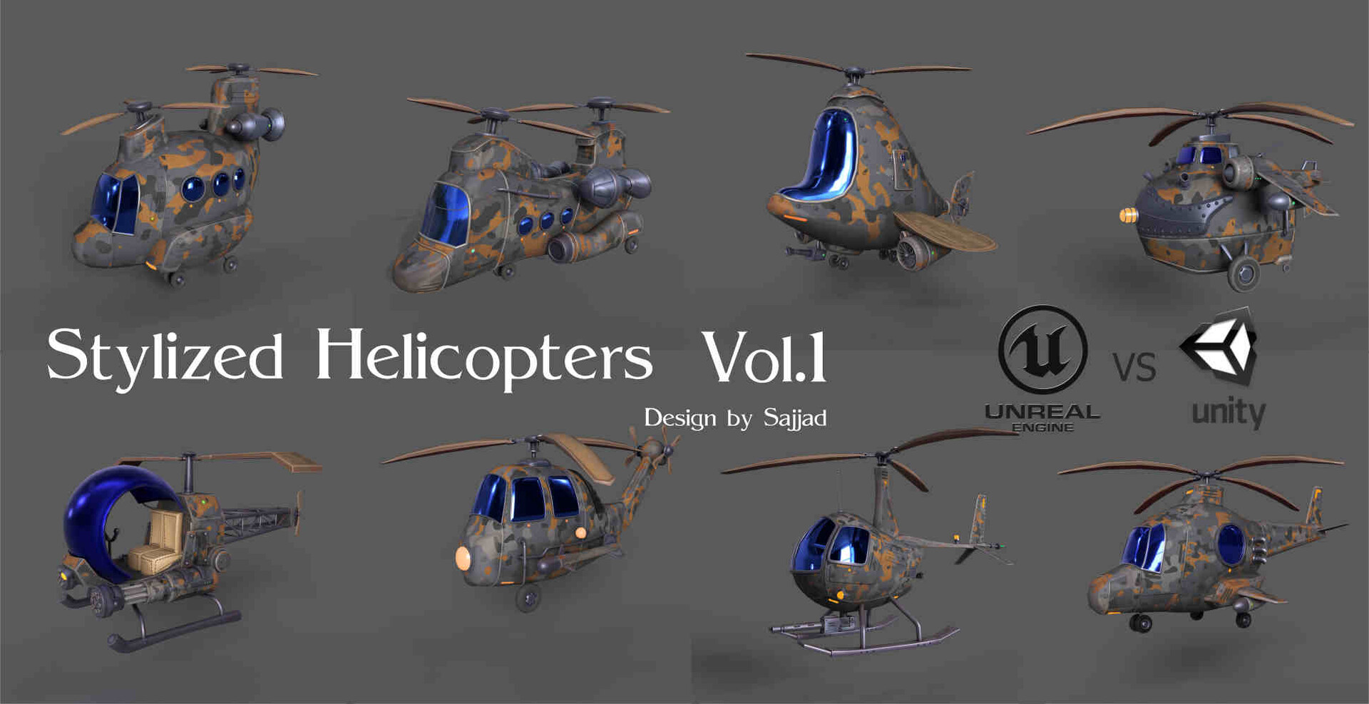 ArtStation - STYLIZED HELICOPTERS VOL. 1