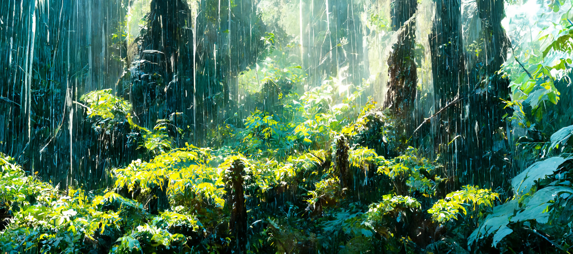 ZC - MidJourney AI Experiment - Raining Forest