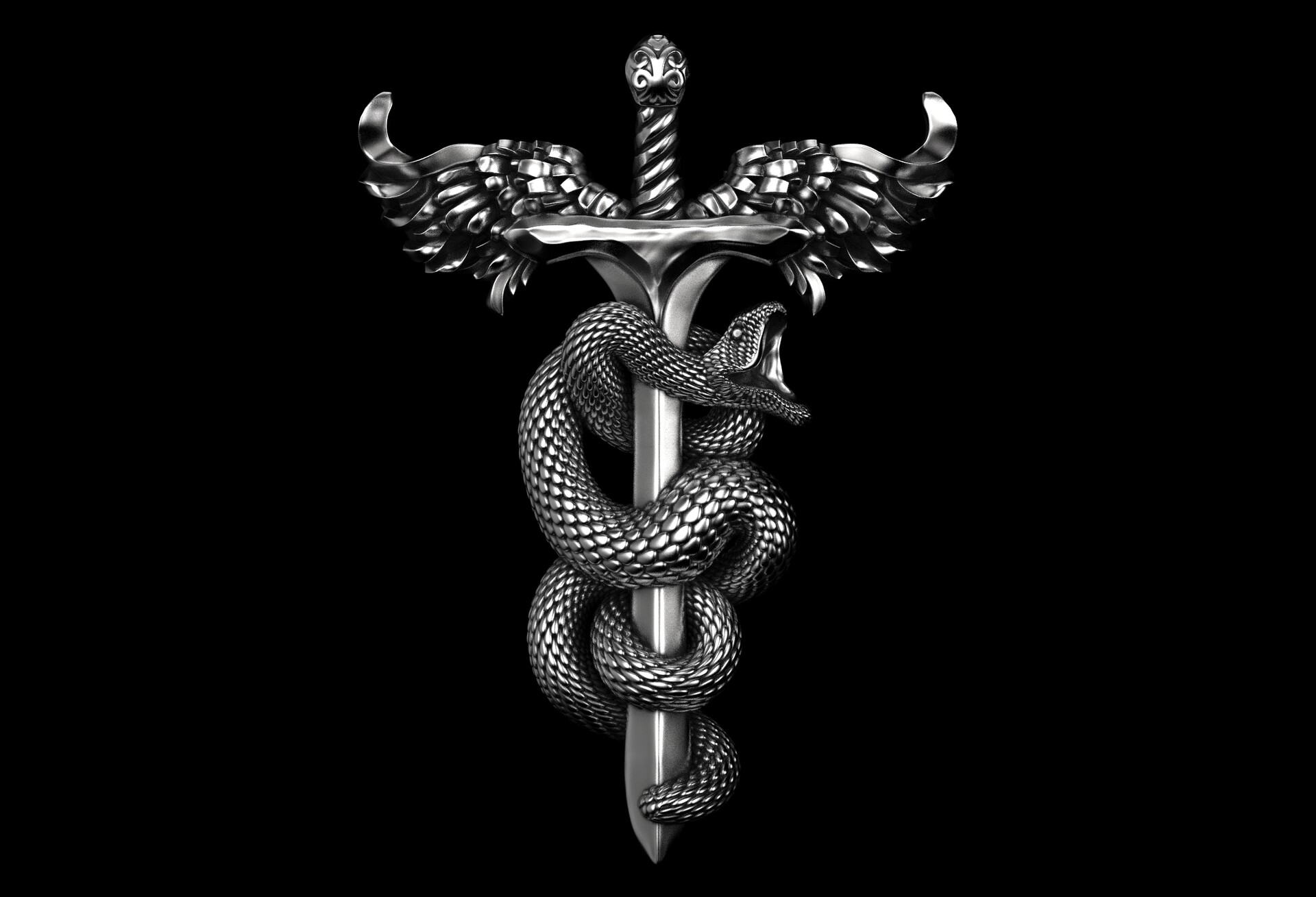 ArtStation - Sword Wings Snake - 3D Printable model