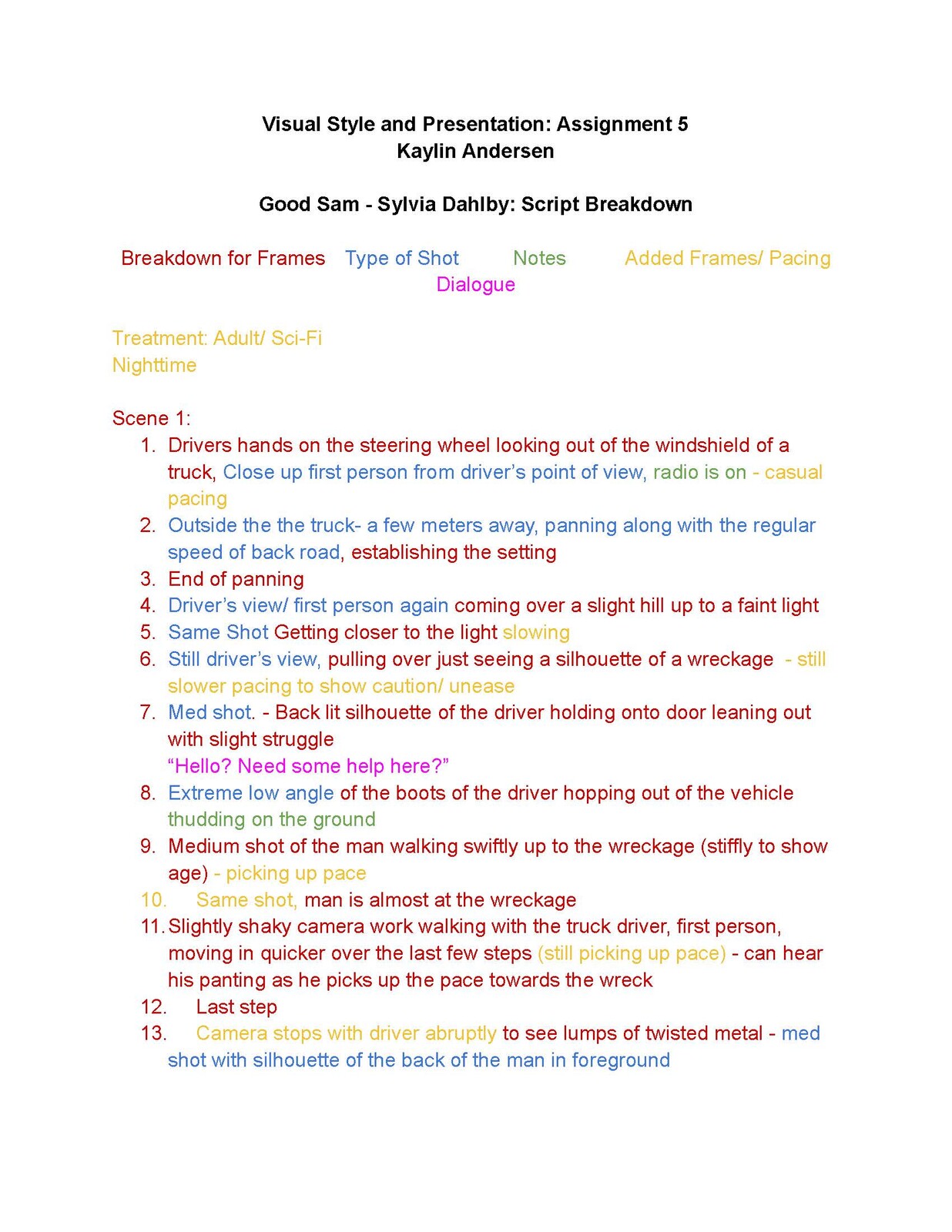 Kaylin Andersen - "Good Sam" Storyboard and Animatic