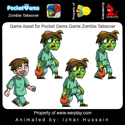 ArtStation - Game Asset - Animated Zombie Patient For Pocket Gems Game ...