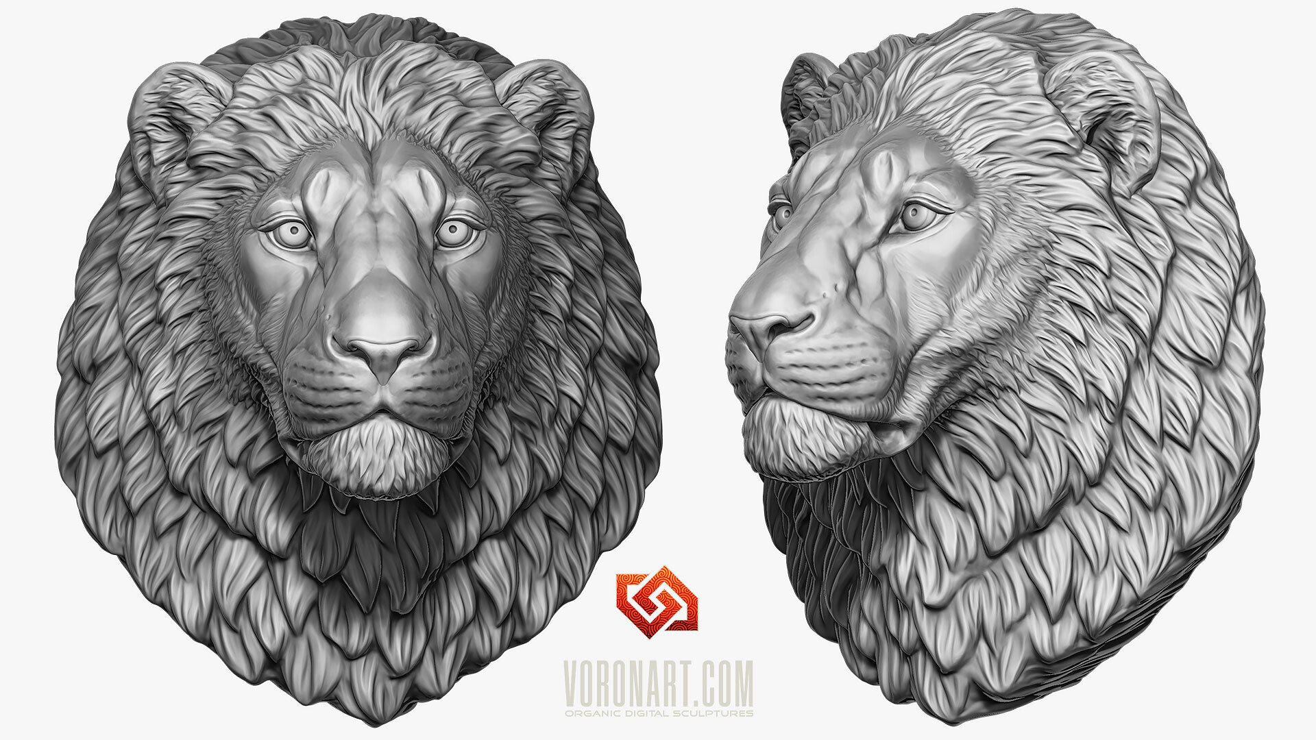 Nikolay Vorobyov - Lion head sculpture 3d model. Updated