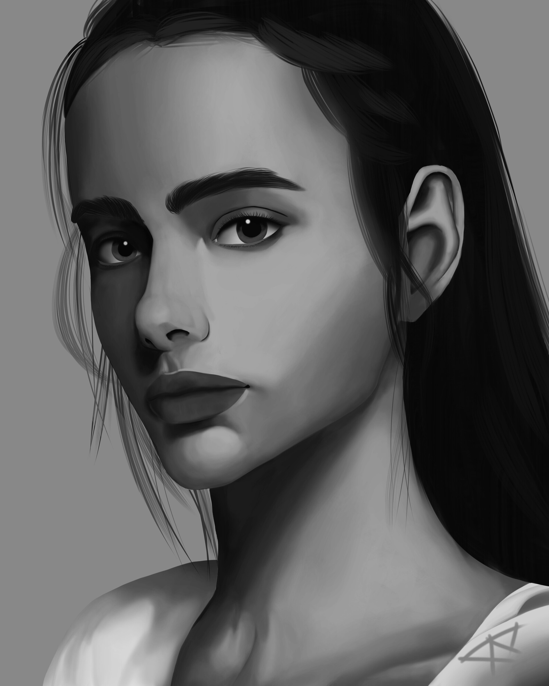 ArtStation - Grayscale portrait