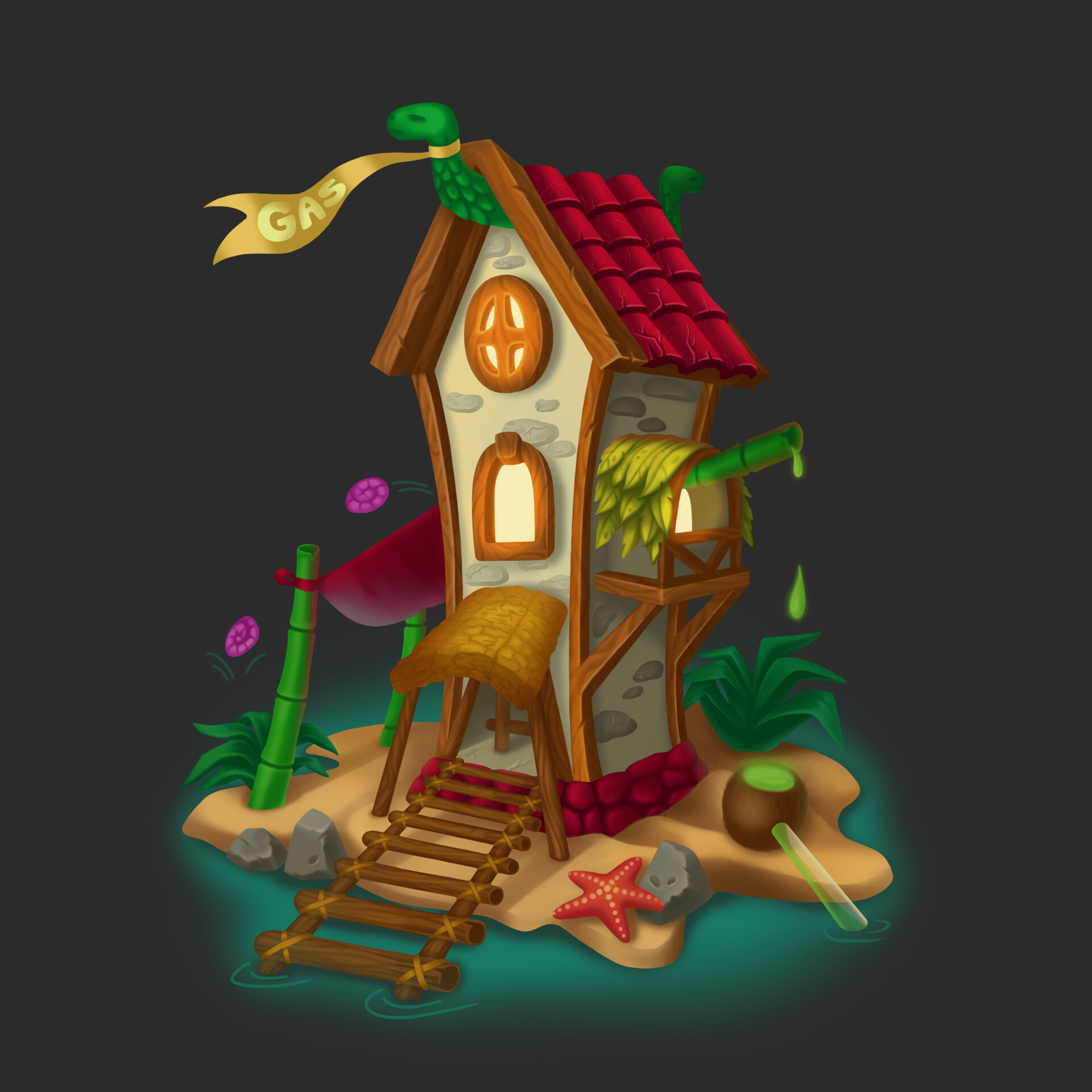 ArtStation - Gas Station for Turtles - House Stylized