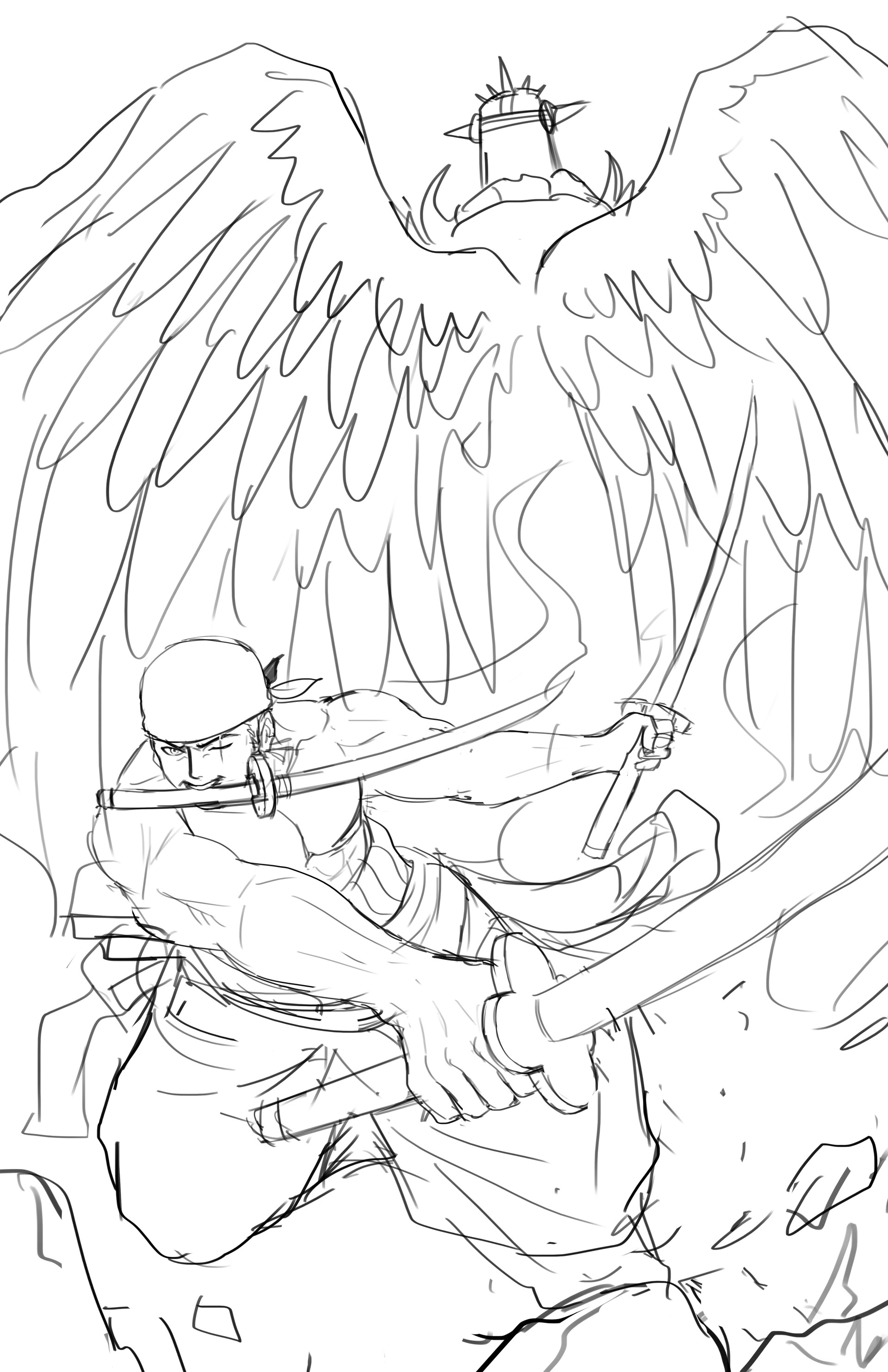 zoro king of hell coloring pages