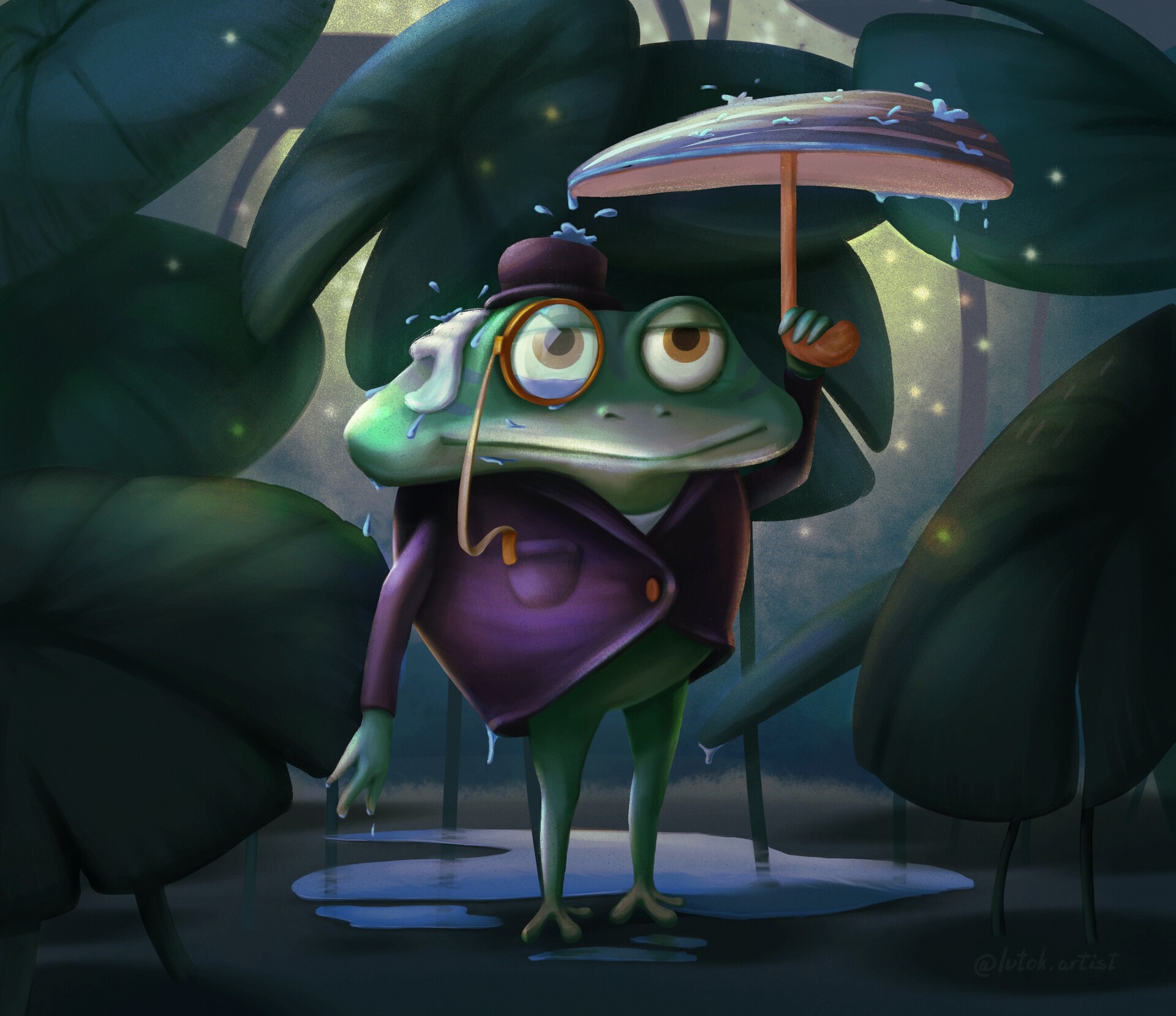 ArtStation - Frog in the rain