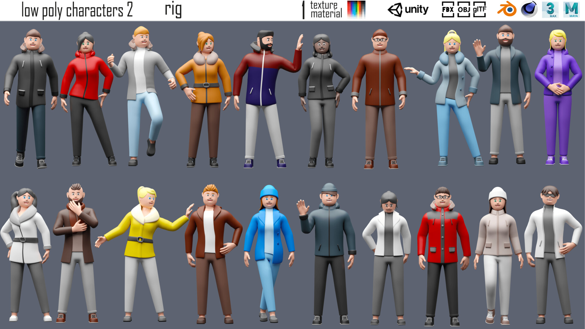 ArtStation - Cartoon characters Low-poly 3D model