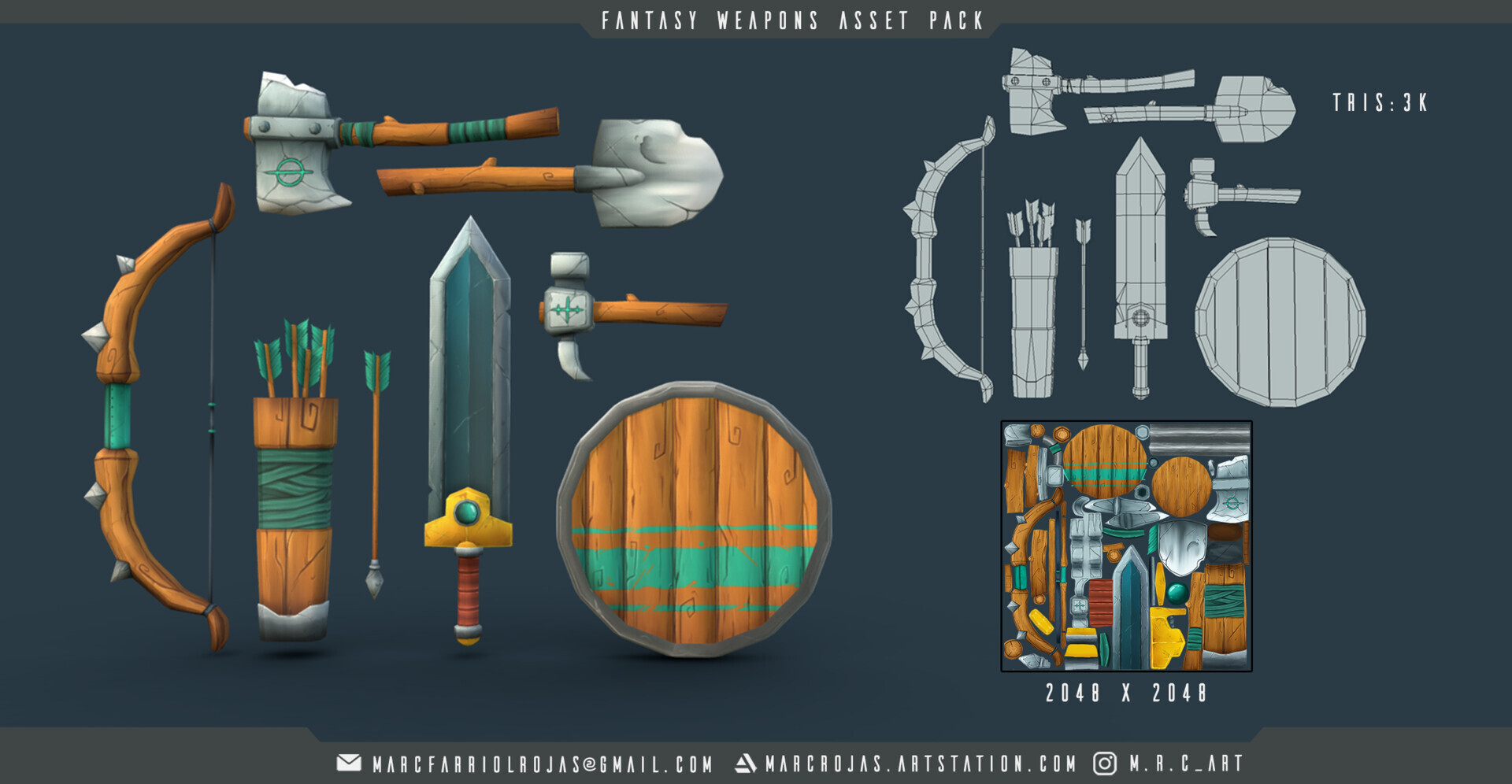 Marc Rojas - Low poly Weapons and tools