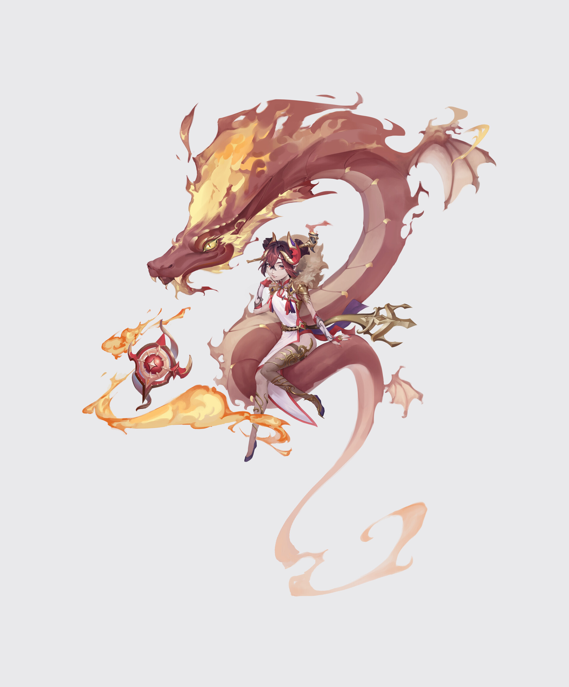 ArtStation - Dragon&Girl&Fire