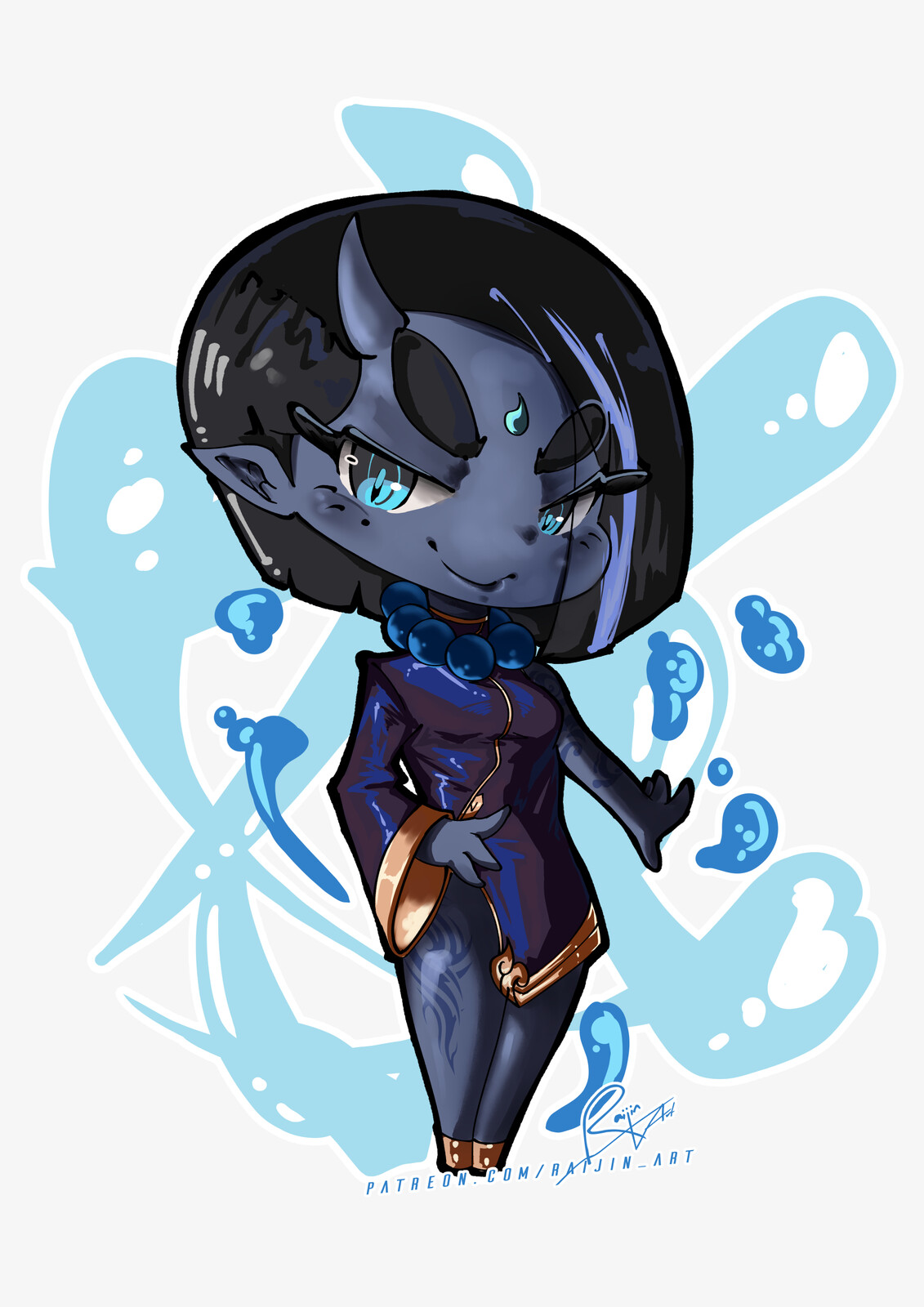 Raijin Art - Blue & Red SD Oni