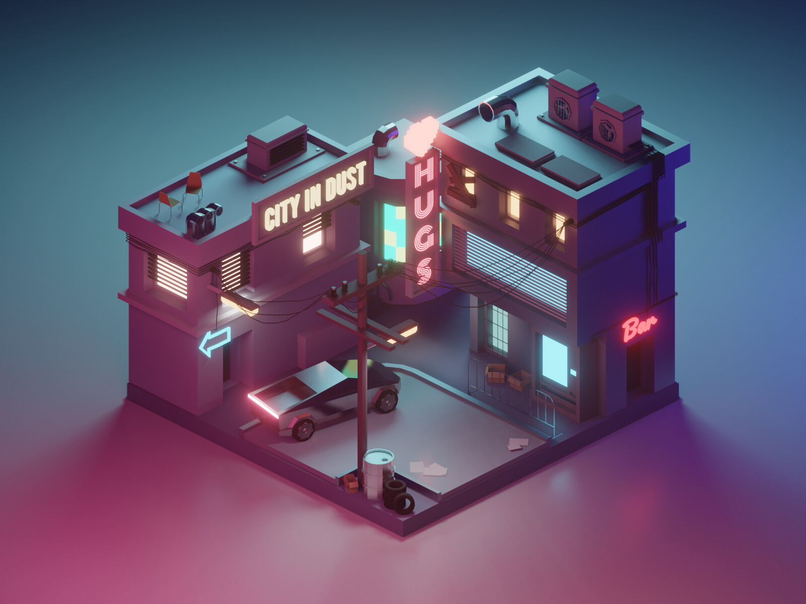 Cyberpunk City In Blender 2 83 3d Modeling Process Yo