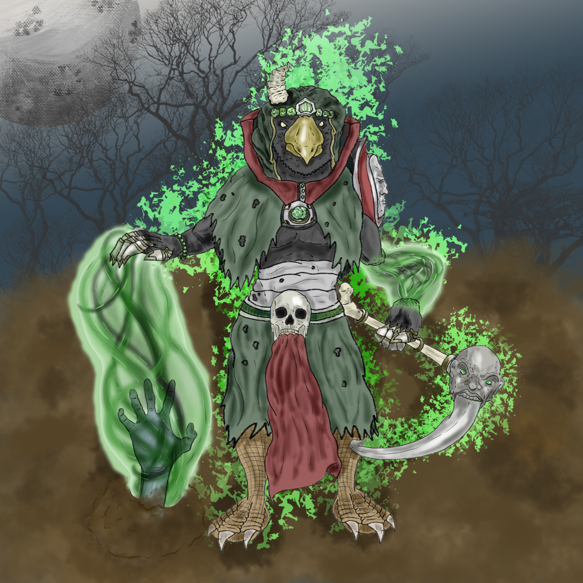 ArtStation - Gravedigger - Kenku Necromancer