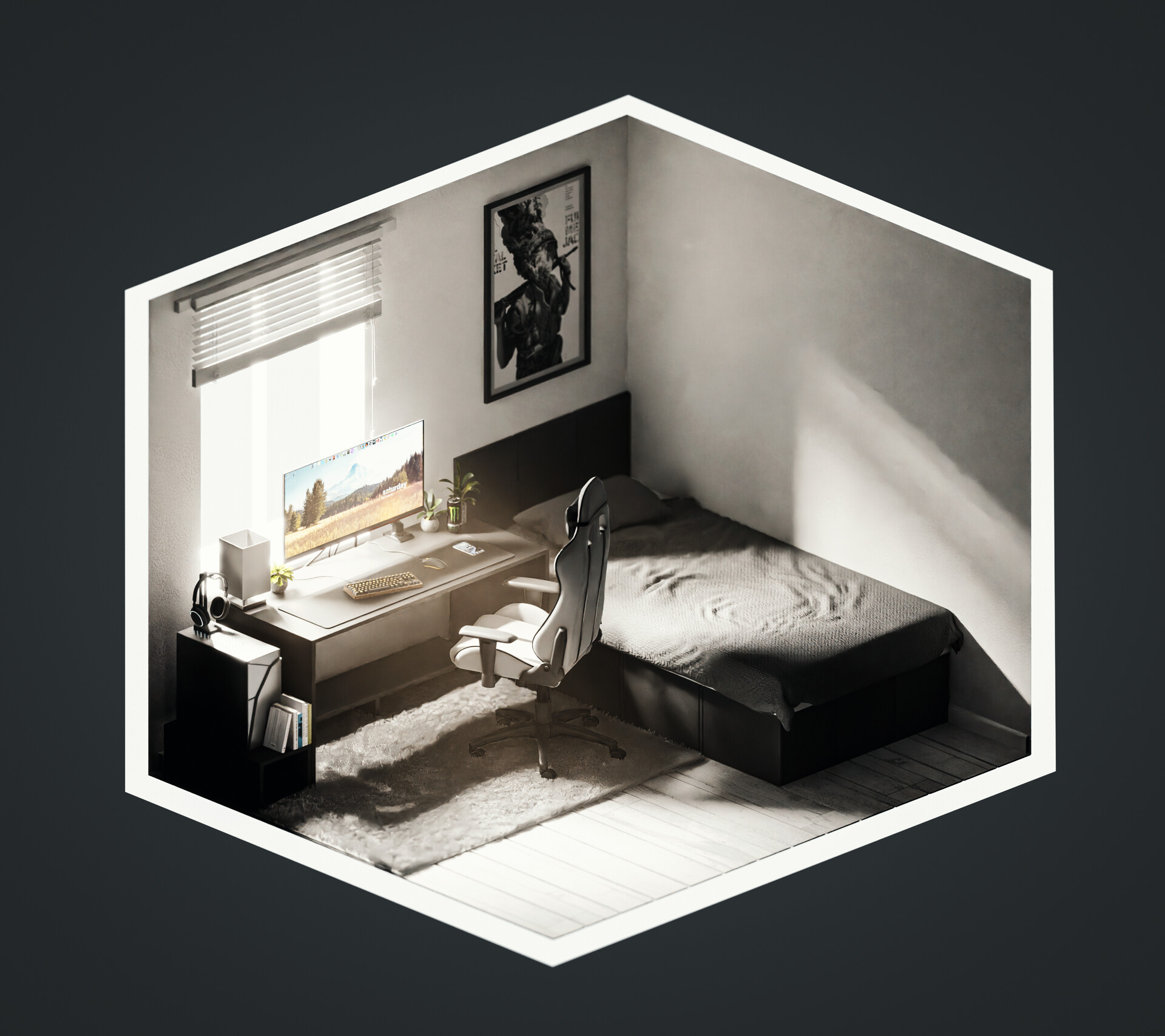 ArtStation - Isometric Bedroom/Gaming Setup