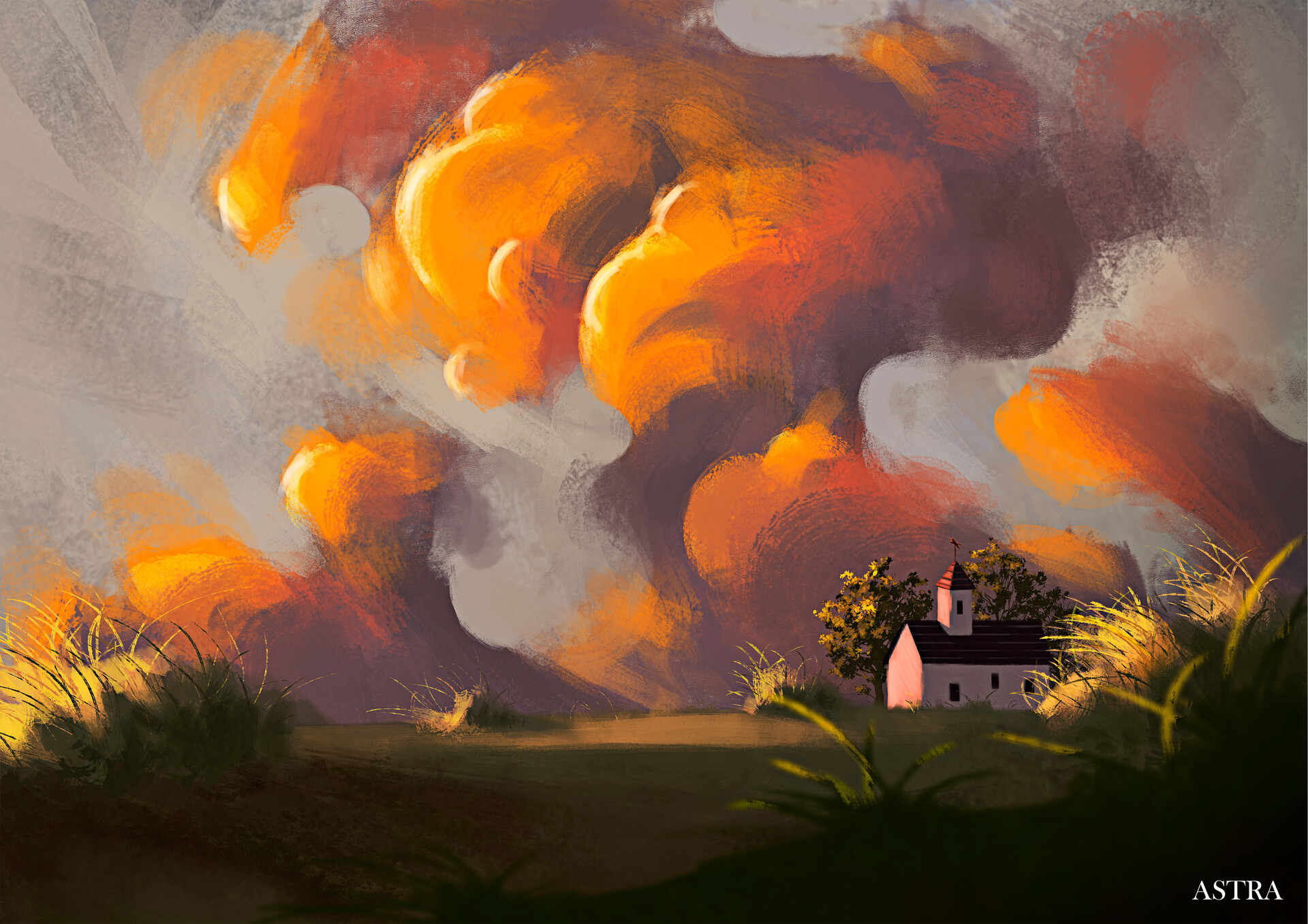 ArtStation - Cloudy Sunset