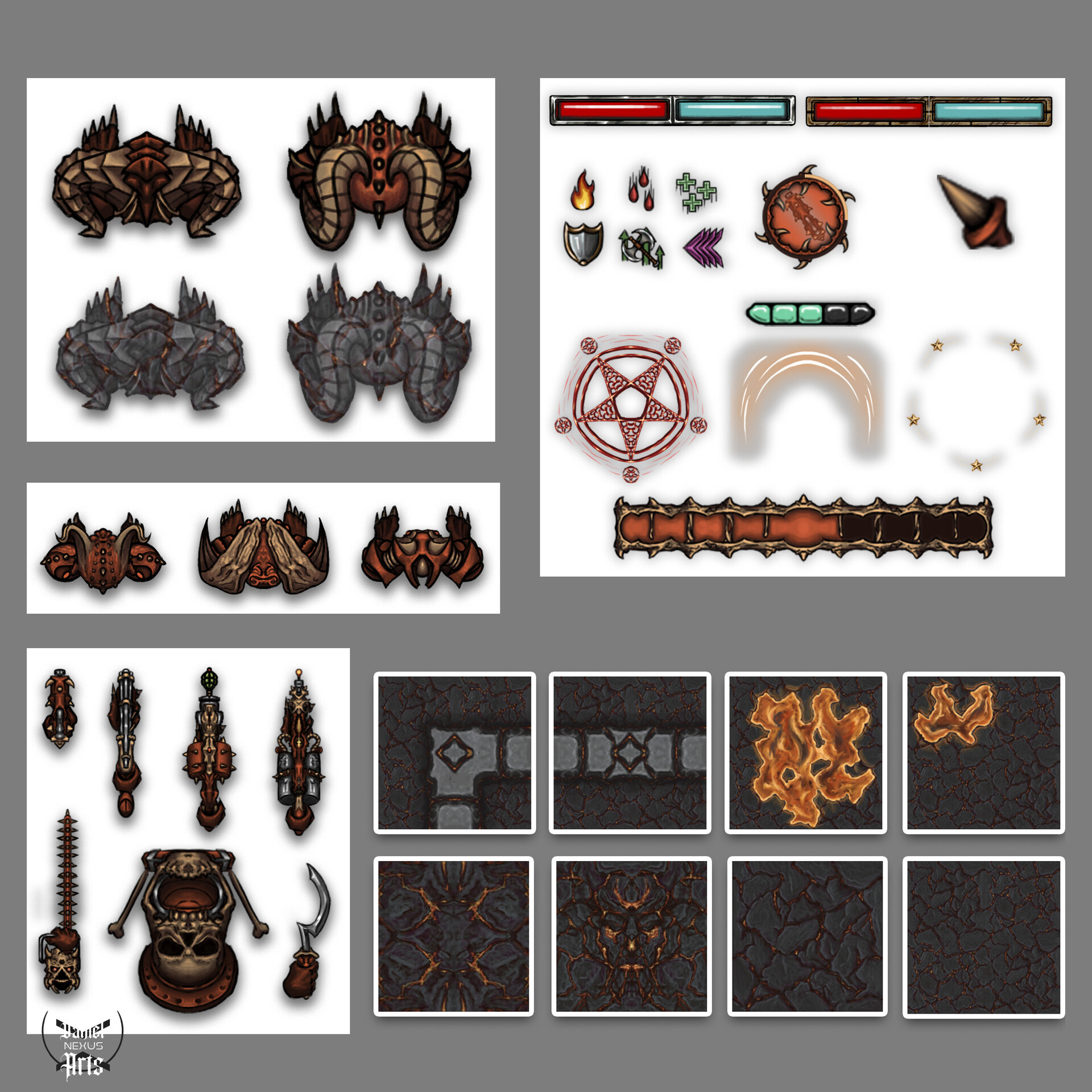 ArtStation - GameJam HELL Props-Characters-UI Design