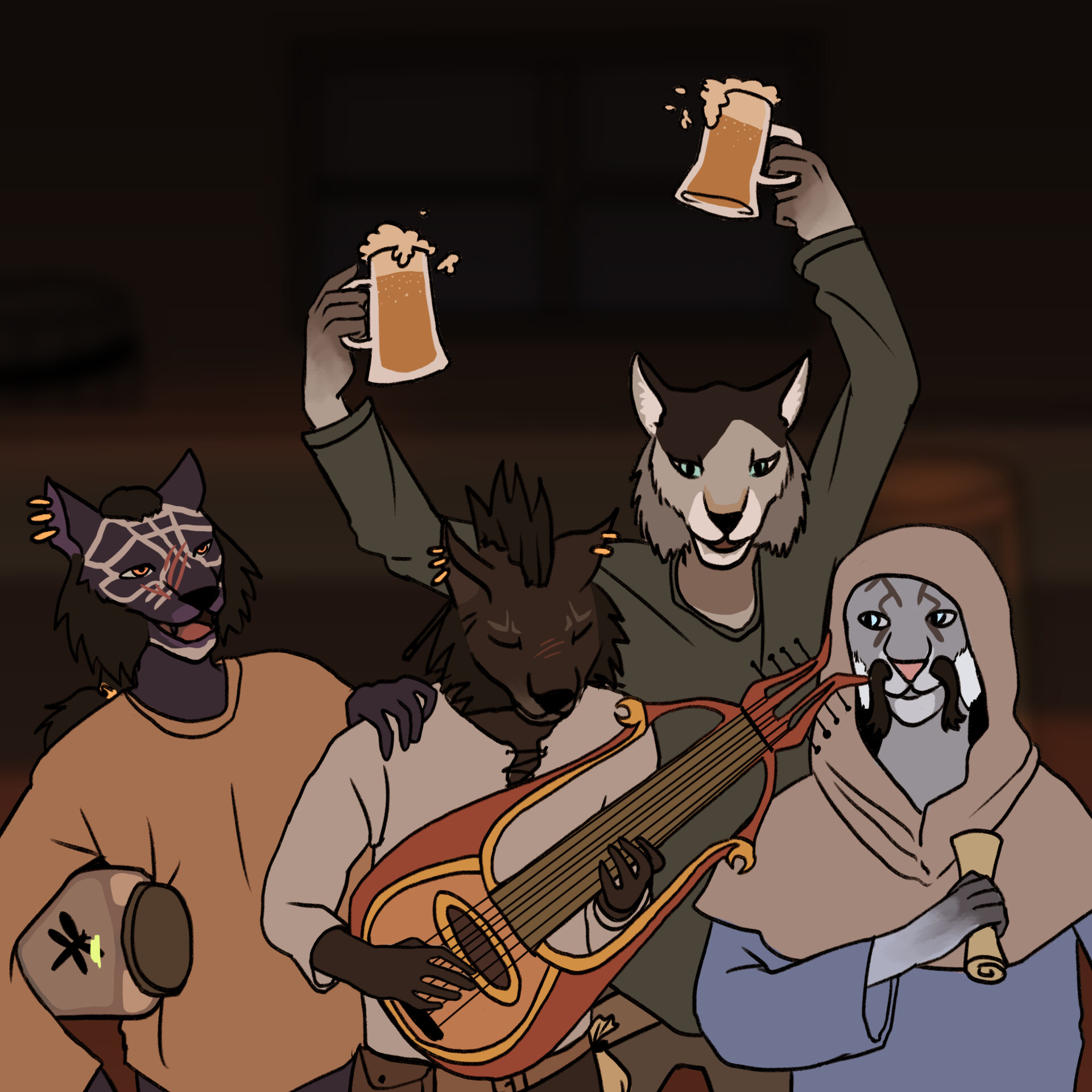 Samuel Boczarski - Inigo, Kharjo, Samshi and J'zargo from Skyrim (Fanart)