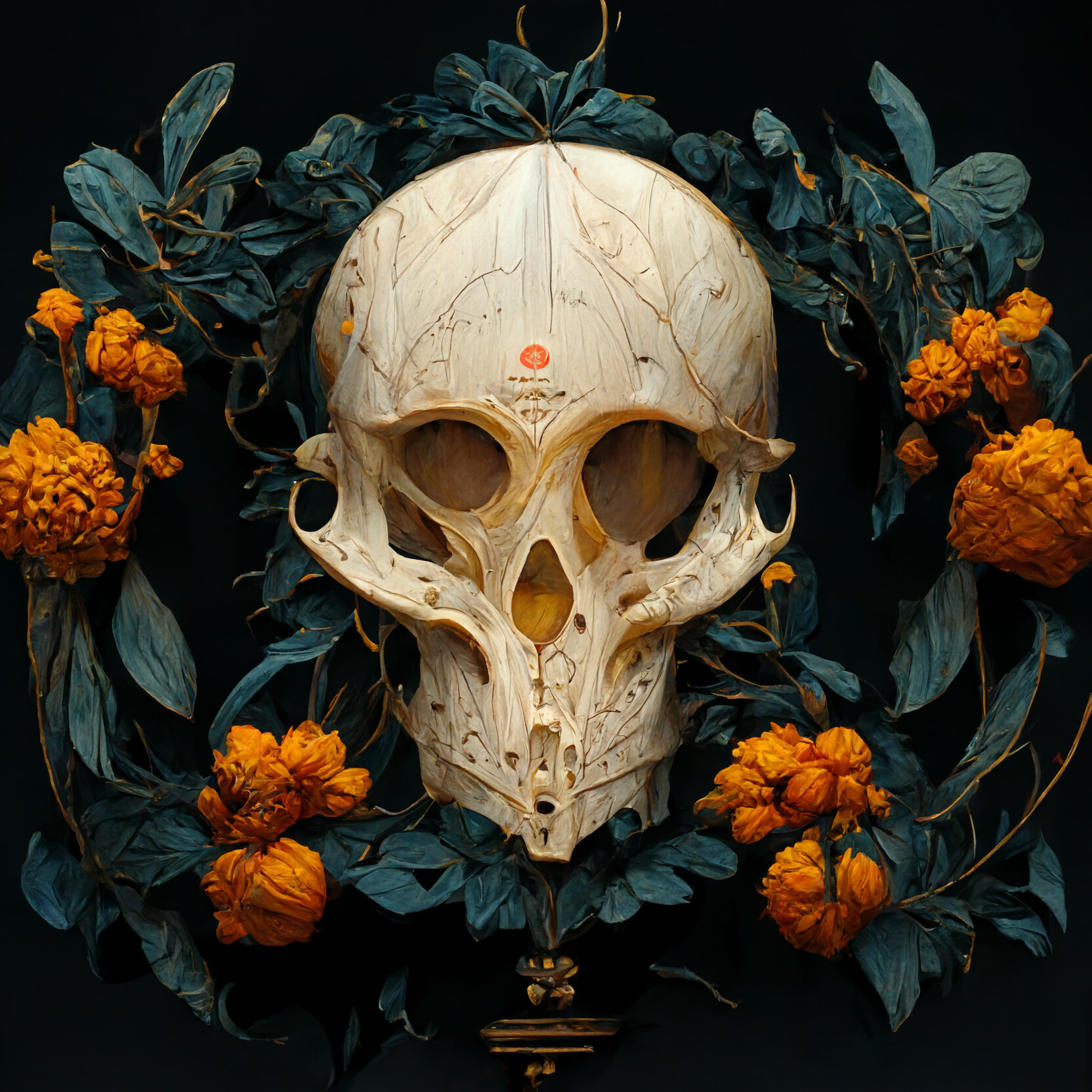 ArtStation - Sculls and flowers