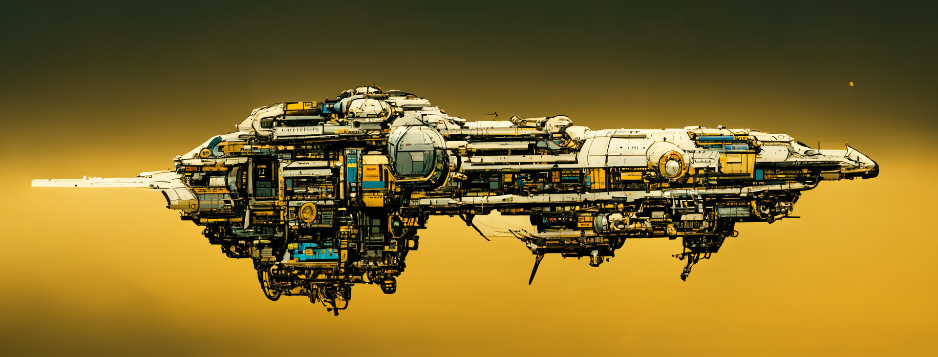 ArtStation - Golden sci-fi Patrol Spaceship - Detailed Concept