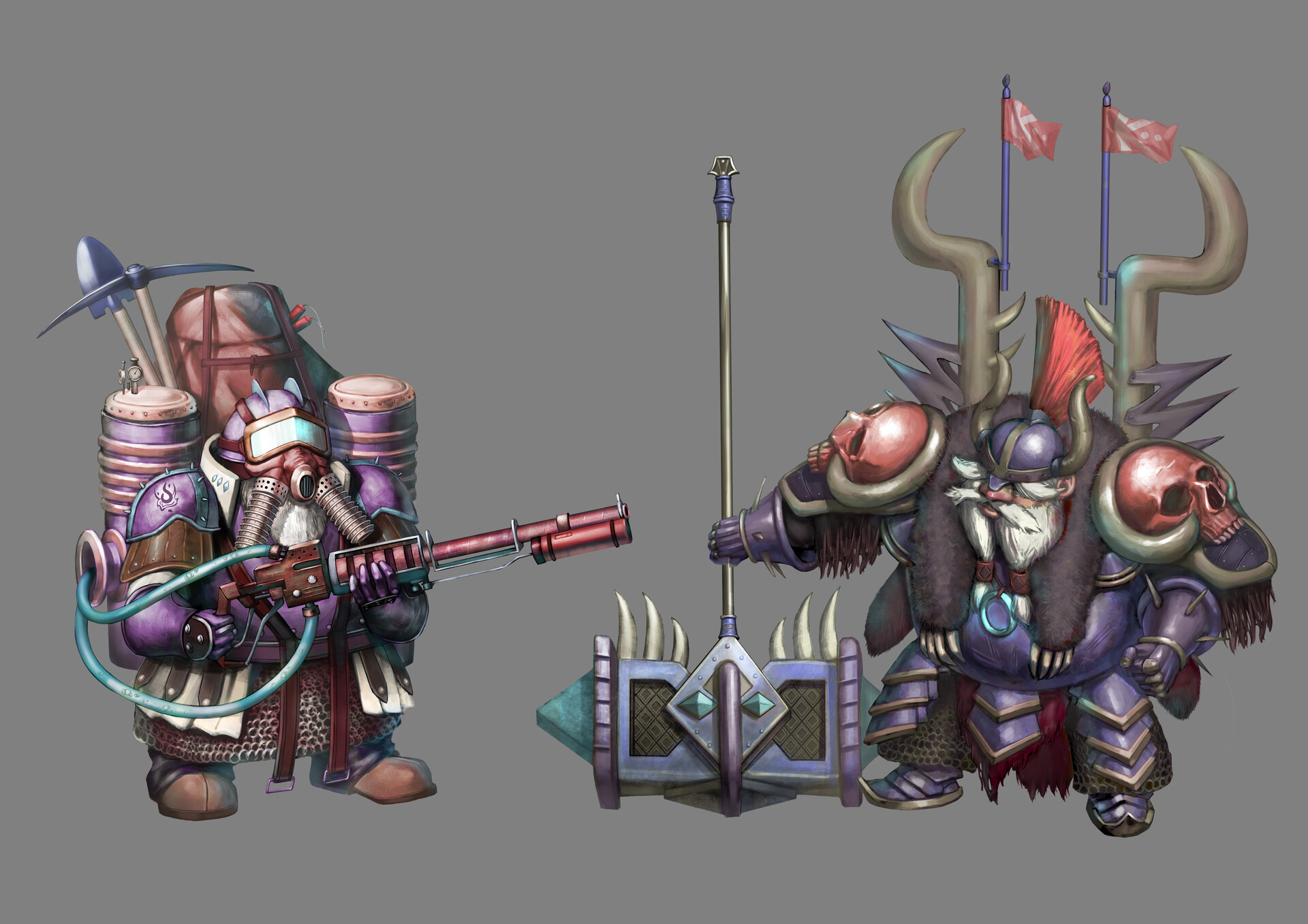 ArtStation - dwarf warrier & flamethrower