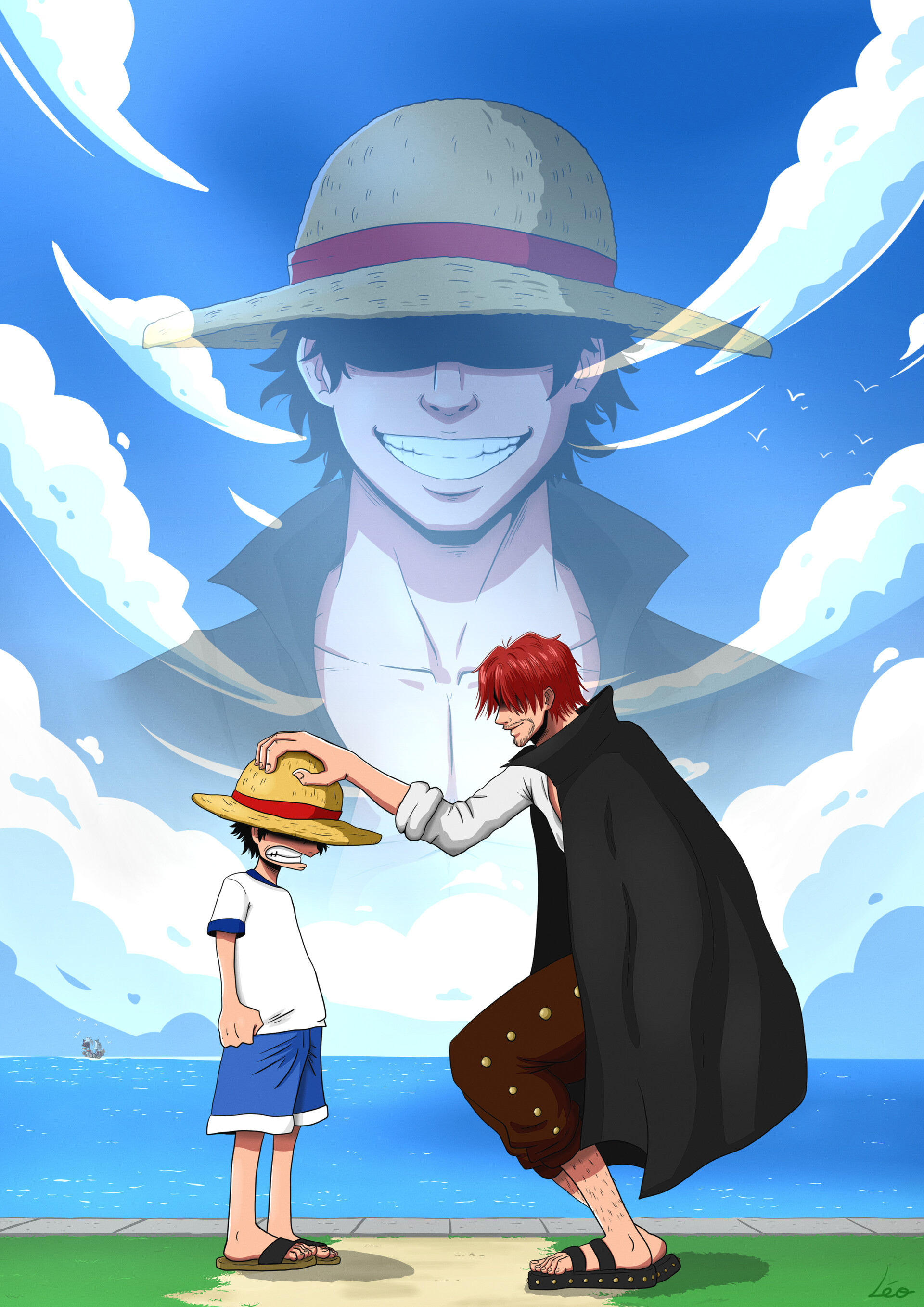 Artstation Shanks Giving His Strawhat To Luffy
